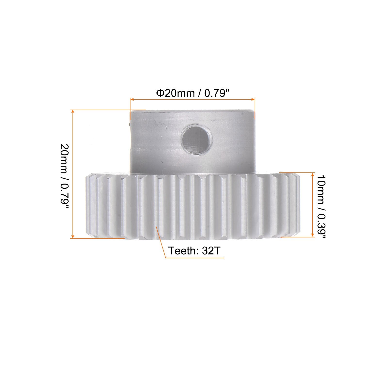 Step Spur Gear 8mm Inner Hole Pinion Gear 32T Mod 1 Aluminum Alloy ...