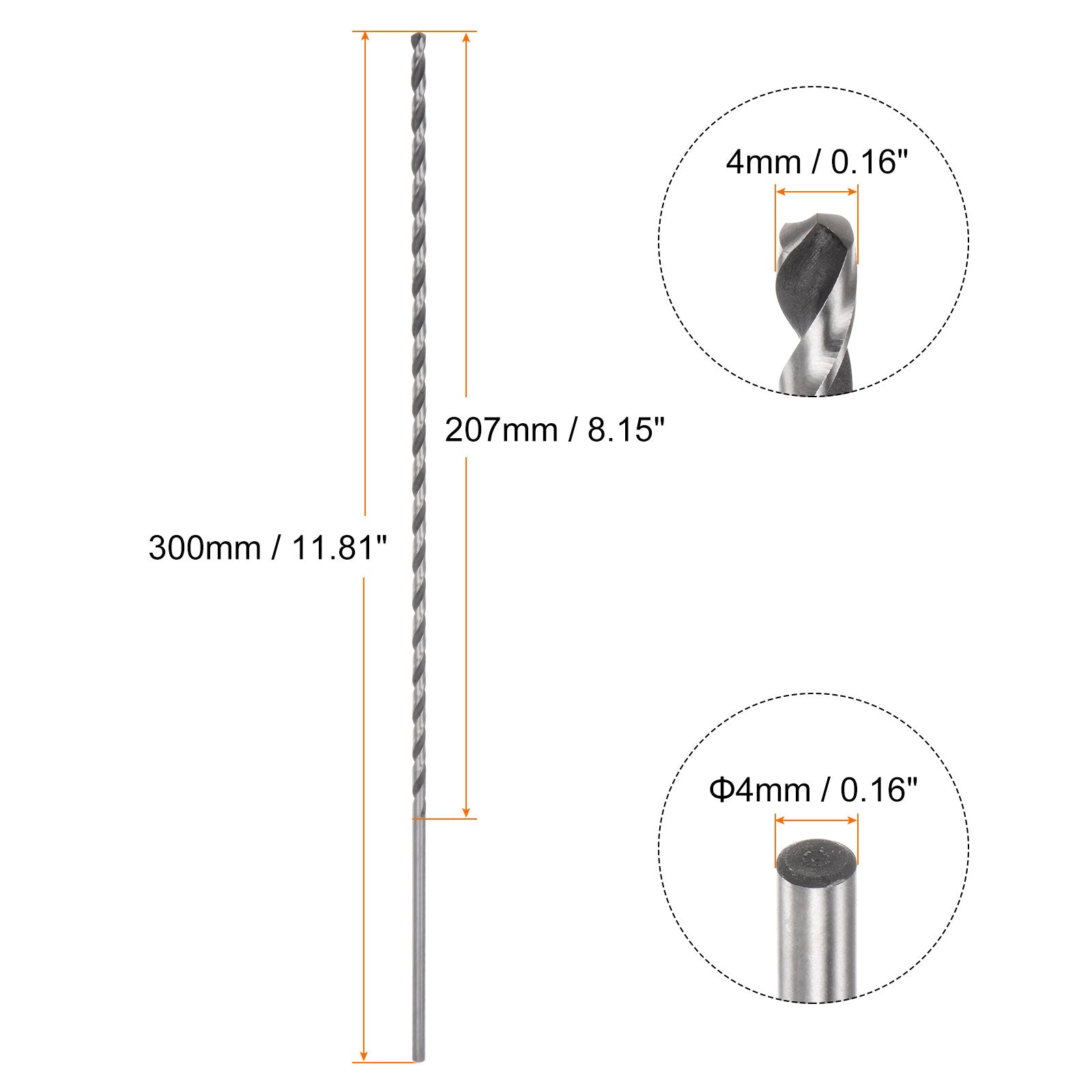 6542 High-speed Steel Twist Drill Bit, 4mm Drill Bit 300mm Length ...