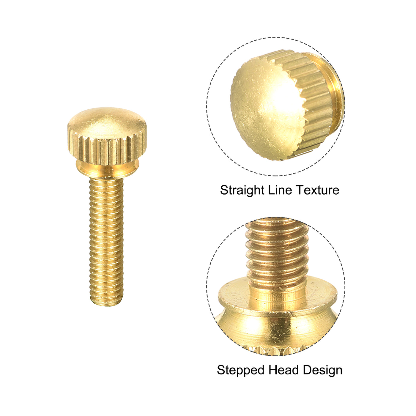Uxcell 2Pcs Knurled Thumb Screws, M5x20mm Brass Shoulder Bolts Stepped Grip Knobs Fasteners for ...