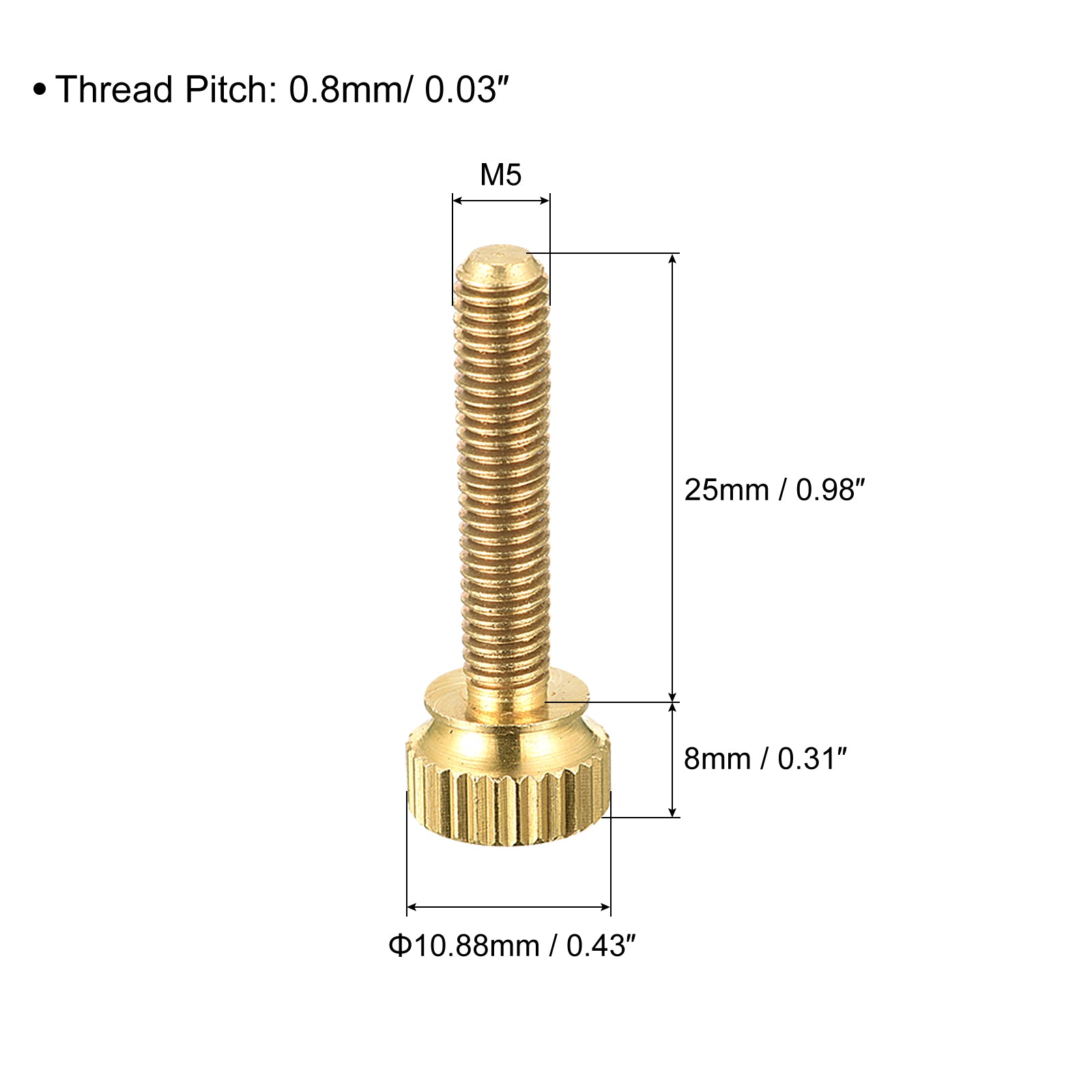 Uxcell 2Pcs Knurled Thumb Screws, M5x25mm Brass Shoulder Bolts Stepped ...