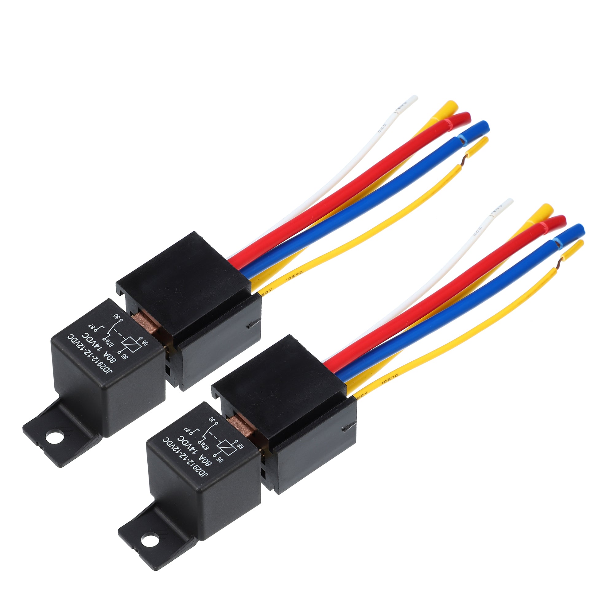 2 Pcs Car Relay with Socket Harness 5 Pin 12V 80Amp Model JD2912 80A ...