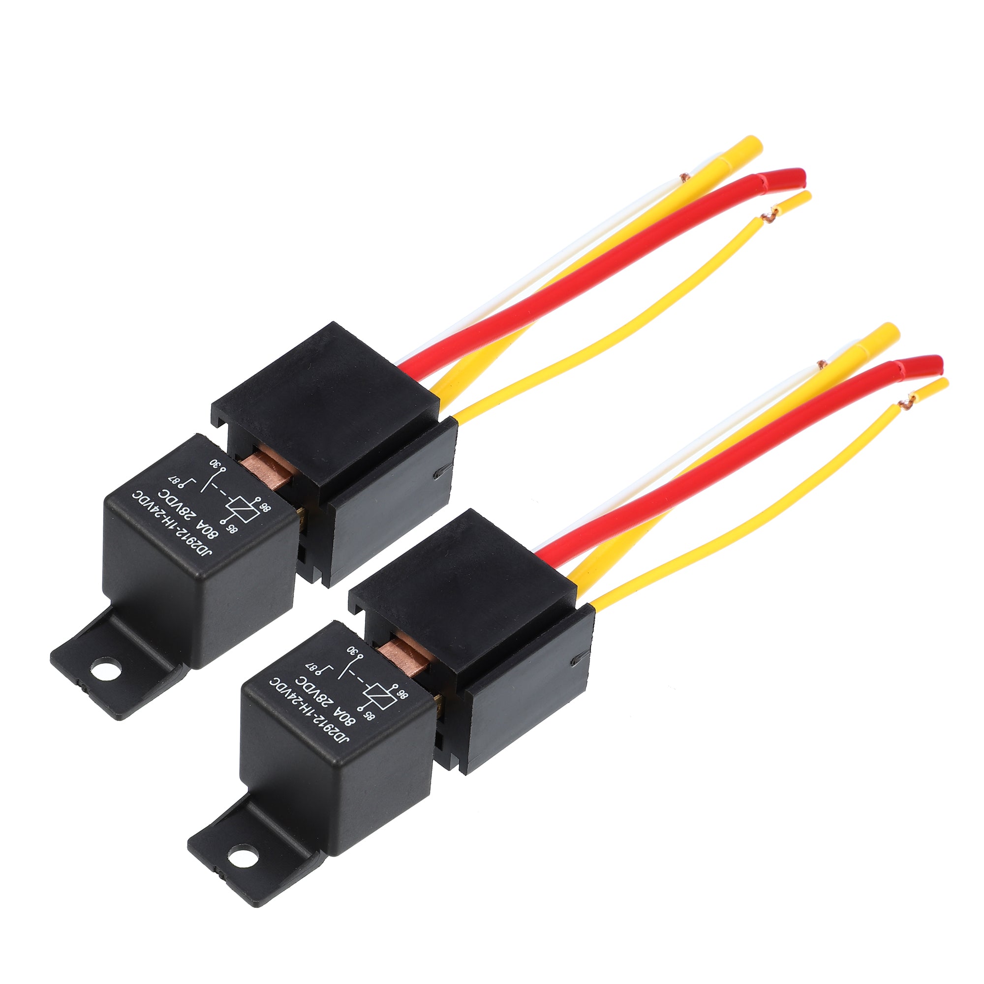 2 Pcs Car Relay with Socket Harness 4 Pin 24V 80Amp Model JD2912 80A ...