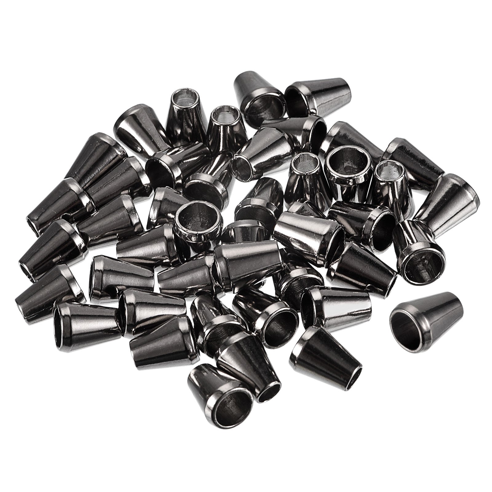 64pcs Conical Bell Metal Cord Rope Locks, Metal Cord Rope Fastener Ends ...