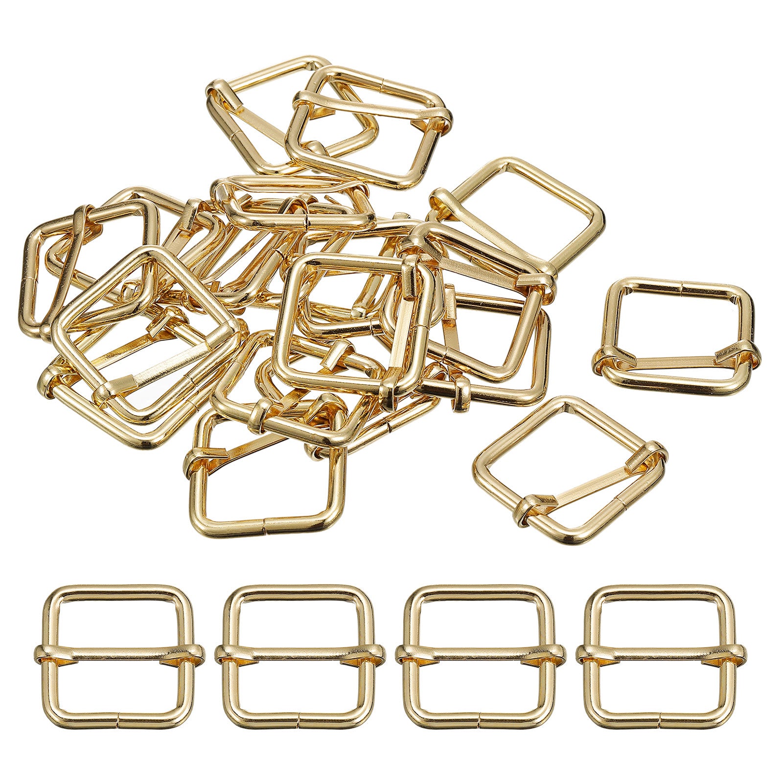 Uxcell Slides Buckles, 20pcs 25x25x3.8mm Metal Roller Pin Buckles, Gold ...