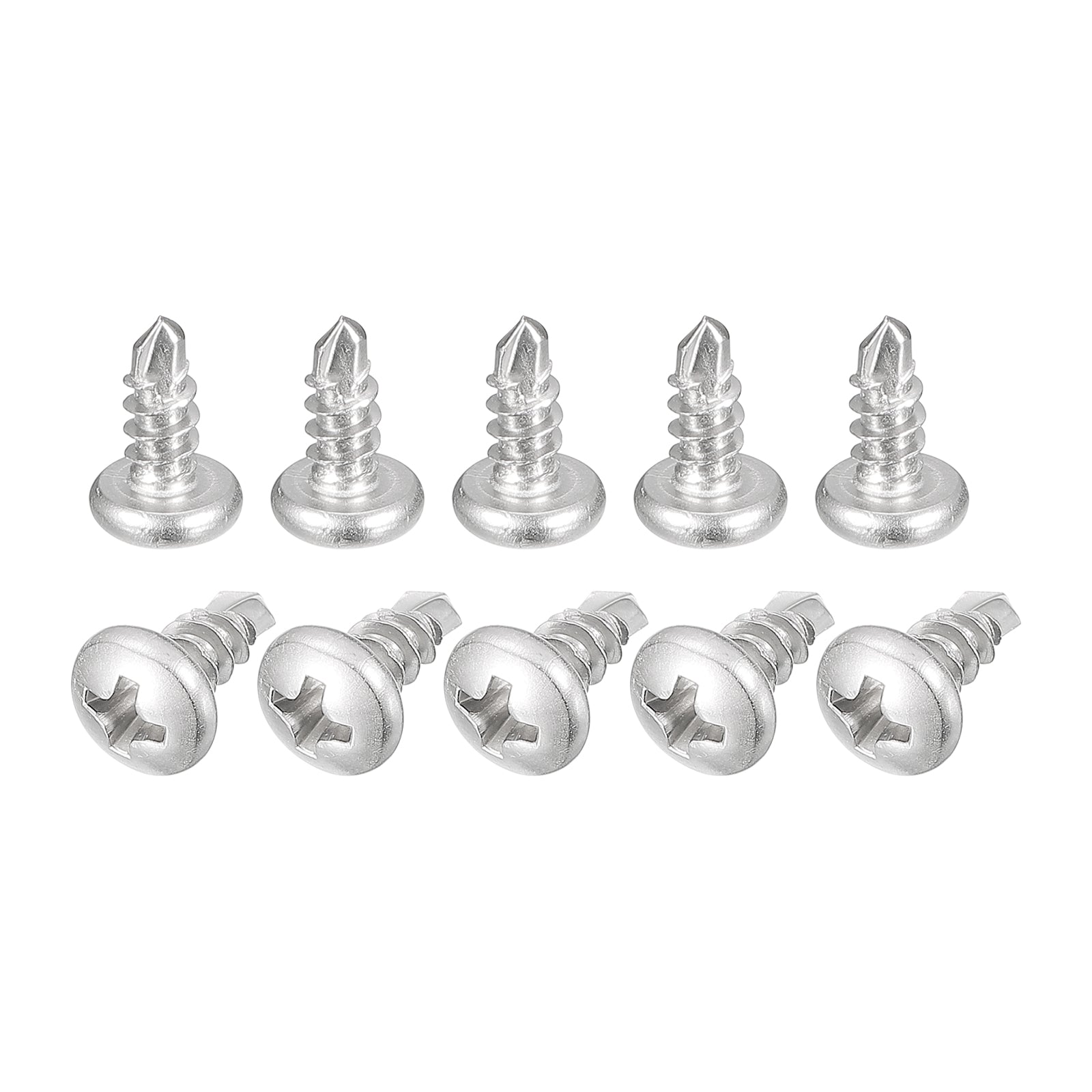 Uxcell #8 x 3/8" Self Drilling Screws, 50pcs Phillips Pan Head Self ...