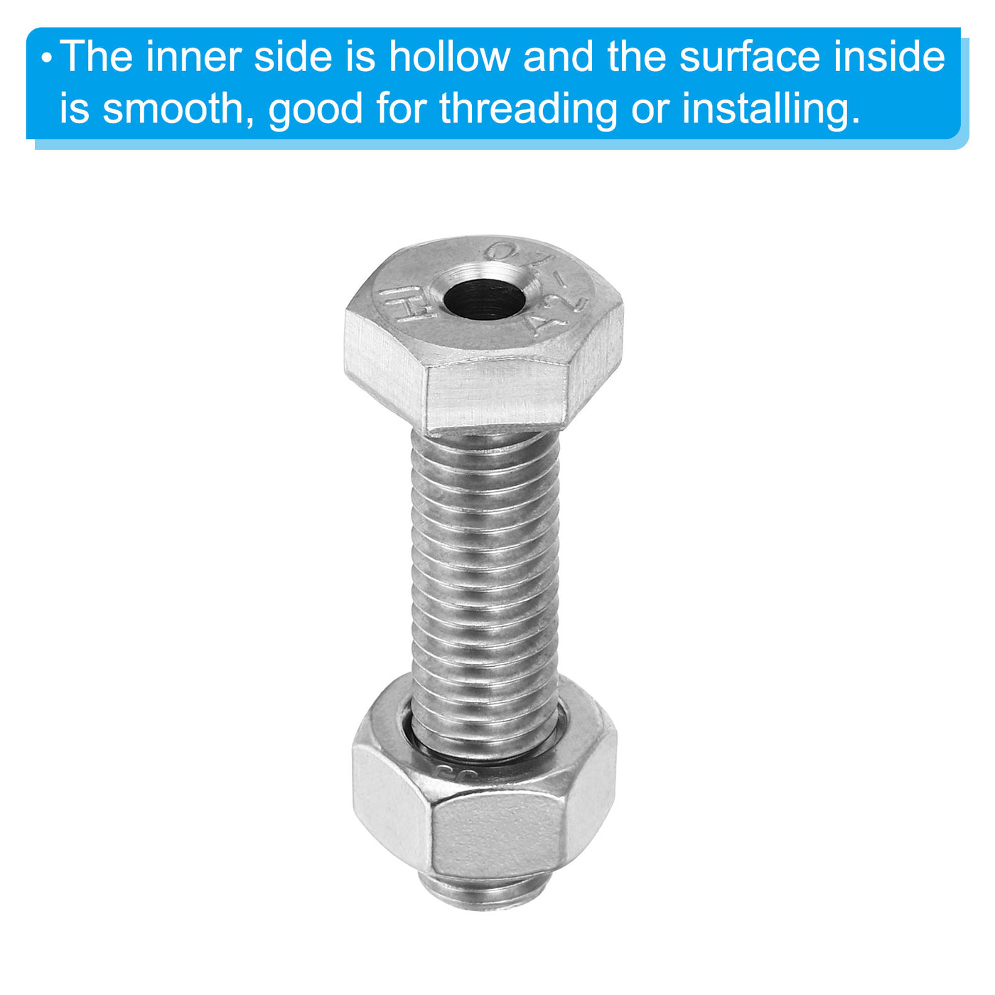 3set M10x40mm Hollow External Hexagon Screw Lamp Threading Through Hole ...