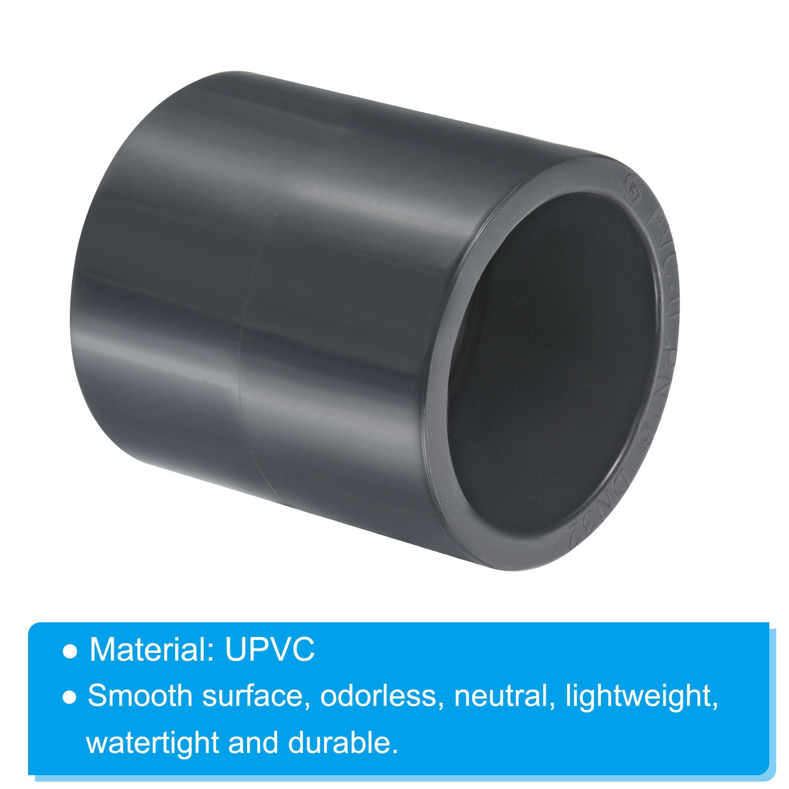 UPVC Pipe Fitting 40mm Socket, 1 Pack Straight Coupling, Dark Grey ...