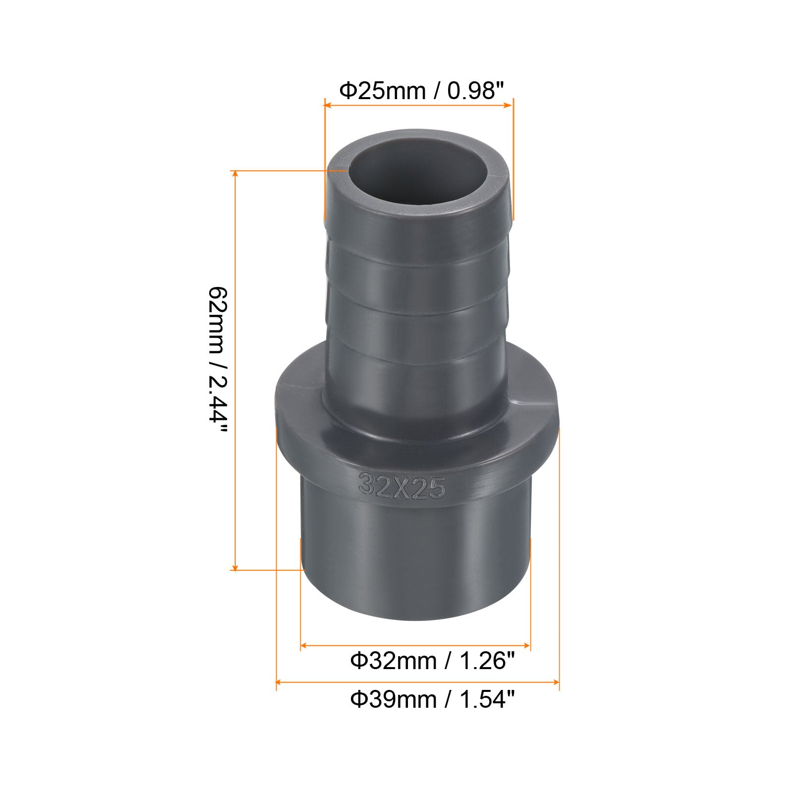 UPVC Reducer Pipe Fitting 32x25mm, 3 Pack Straight Coupling Connector ...
