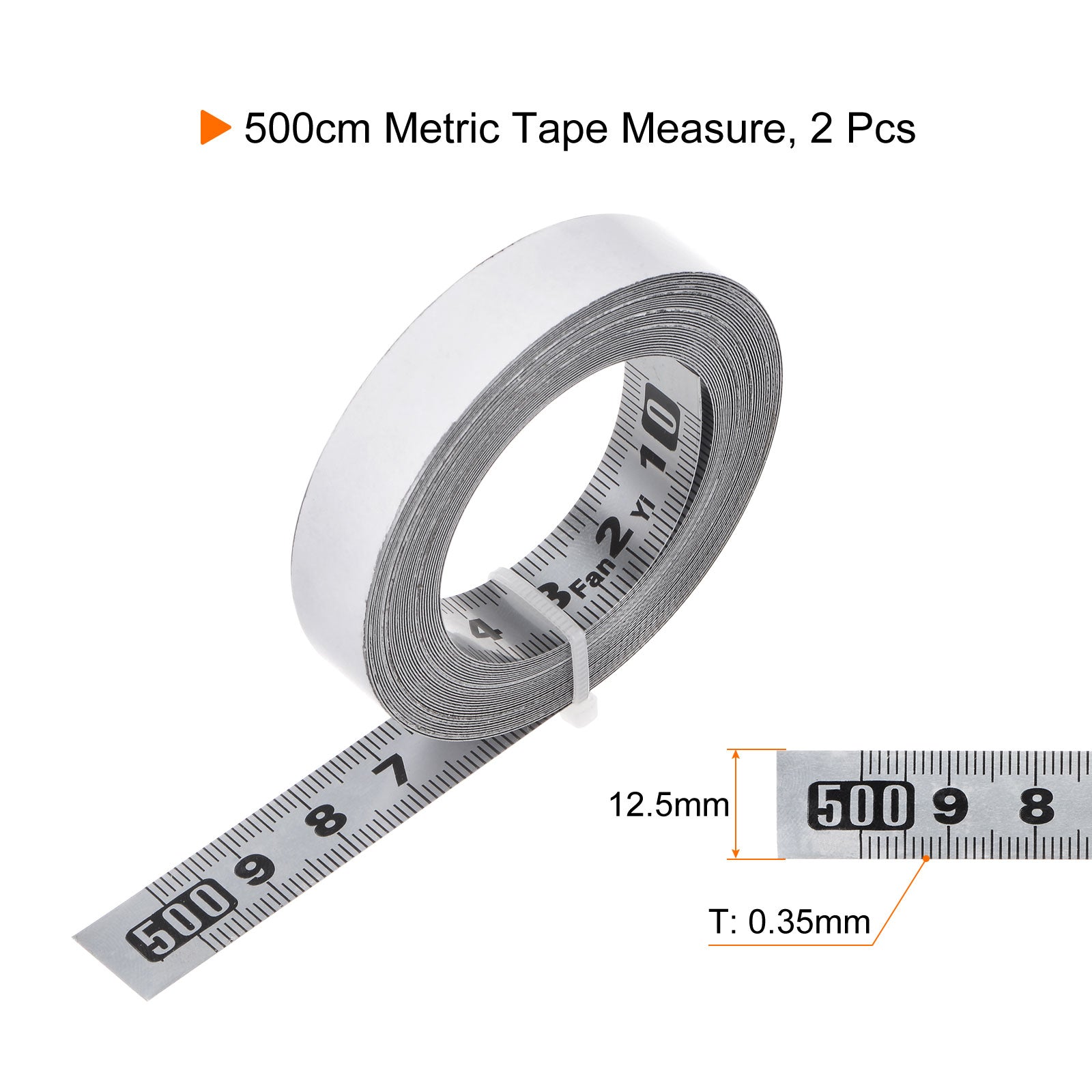 2pcs Self-Adhesive Measuring Tape 500cm Metric Right to Left Read ...