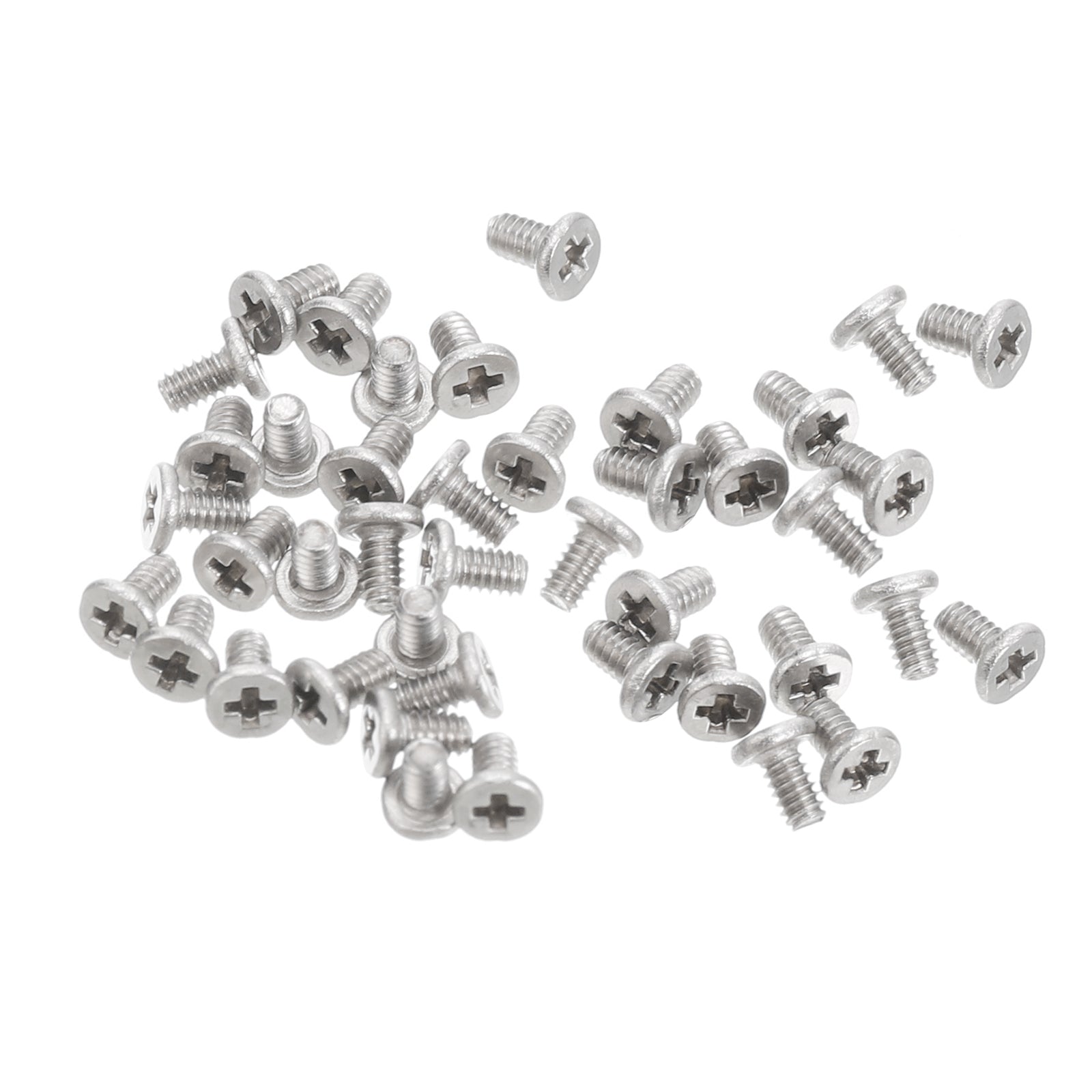 Uxcell M1.2-0.25 x 2mm 100Pcs Metal Flat Round Head Screws Phillips ...