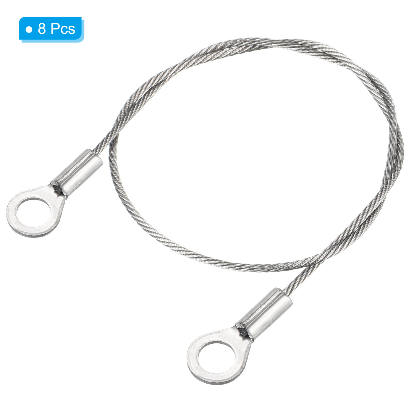 1.5mm x 30cm Stainless Steel Security Cable, 8 Pack 6mm ID Eyelets ...