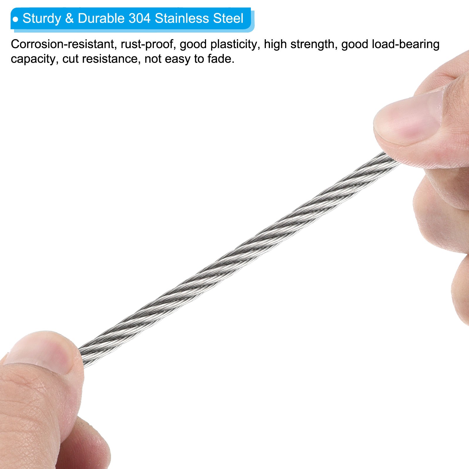 2mmx1.5m(5Ft) Safety Cable Lock Wire with Snap Hook, Stainless Steel ...