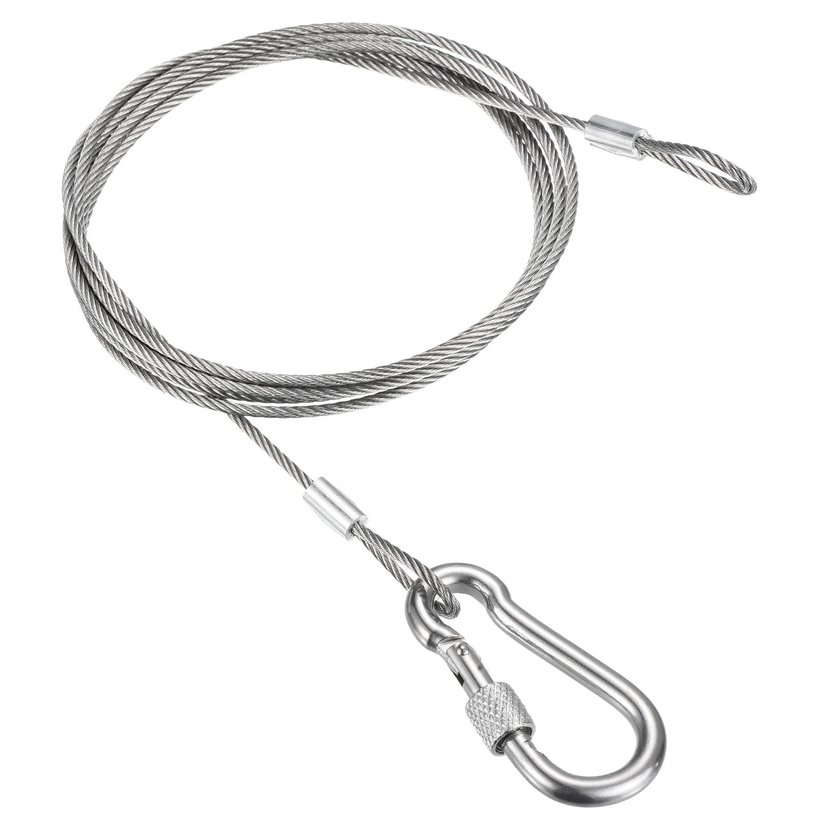 2mmx1.5m(5Ft) Safety Cable Lock Wire with Snap Hook, Stainless Steel ...