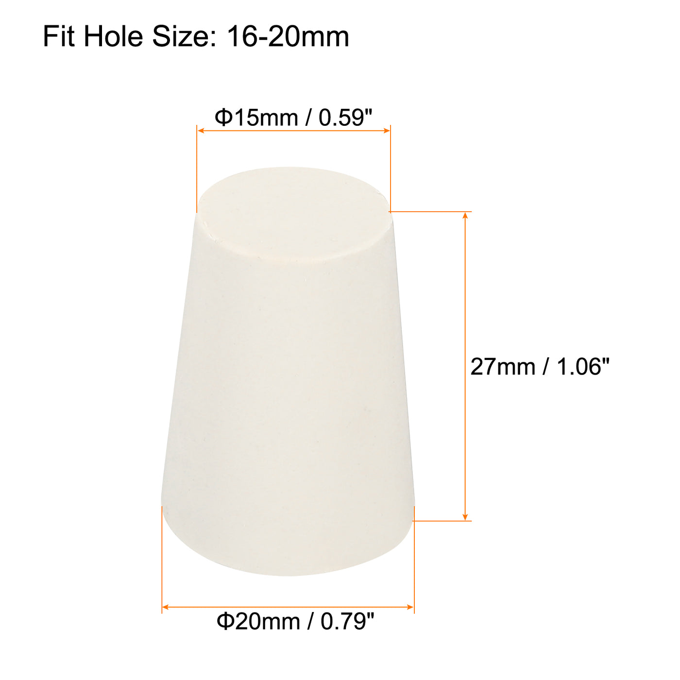 Rubber Tapered Plug 15mm to 20mm Solid Test Tubes Bungs Stopper White ...