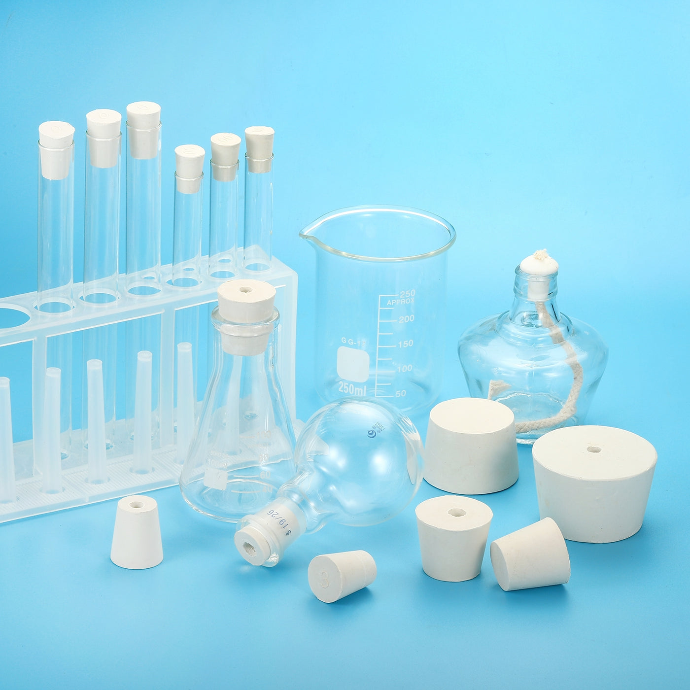 Rubber Tapered Plug 17mm to 23mm Solid Test Tubes Bungs Stopper White 6 ...