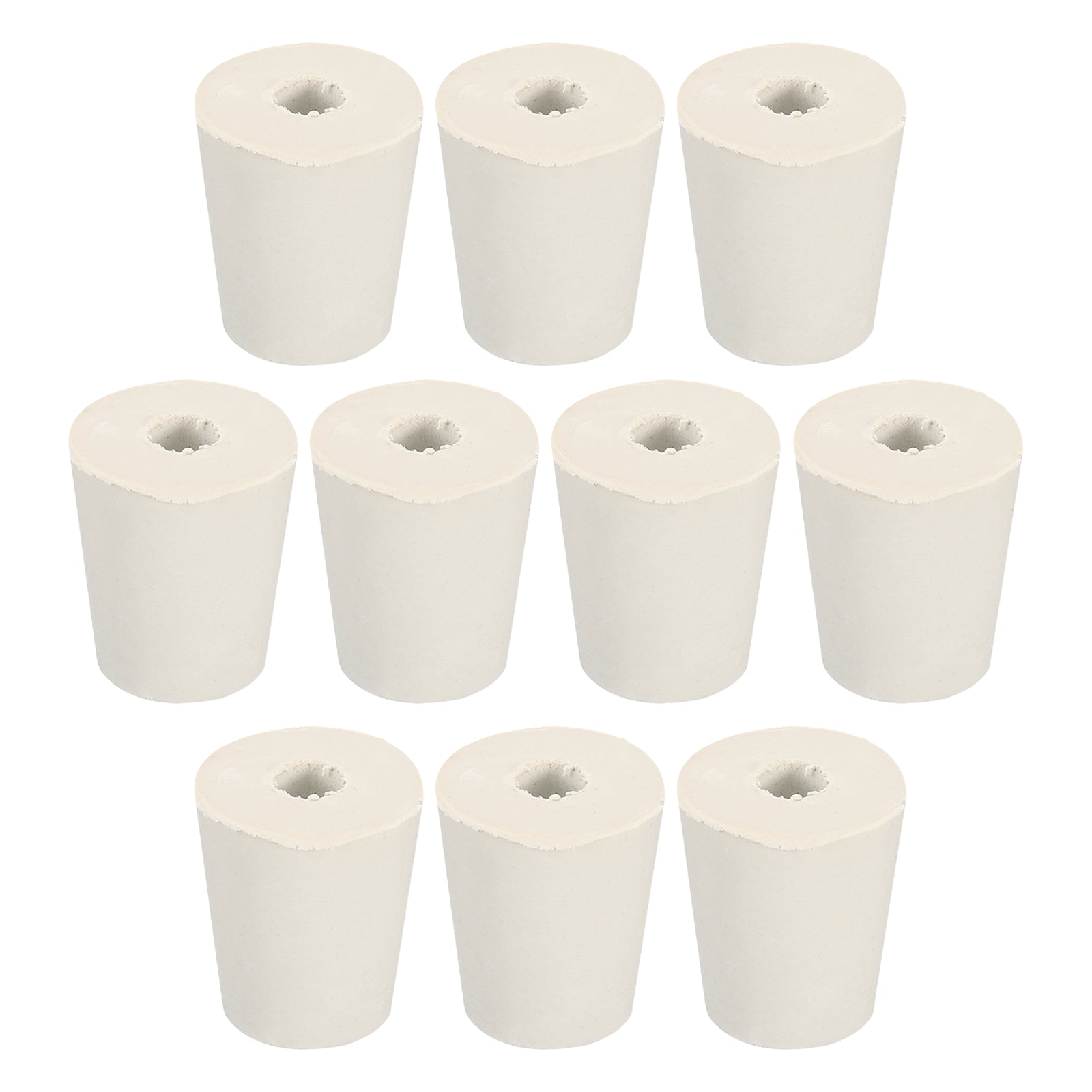 Rubber Tapered Plug 17mm to 23mm with 8mm Hole Tubes Stopper White 10 ...