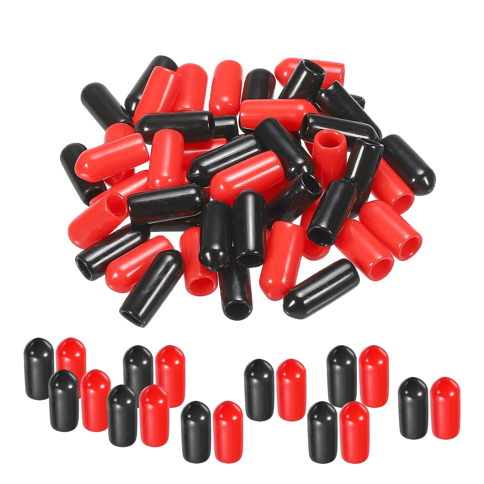 50pcs Rubber End Caps Cover Assortment 5mm Vinyl Screw Thread Protector ...