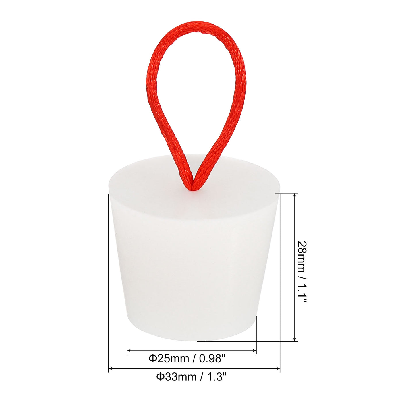 Silicone Rubber Tapered Plug 25mm to 33mm Solid with Handle White ...