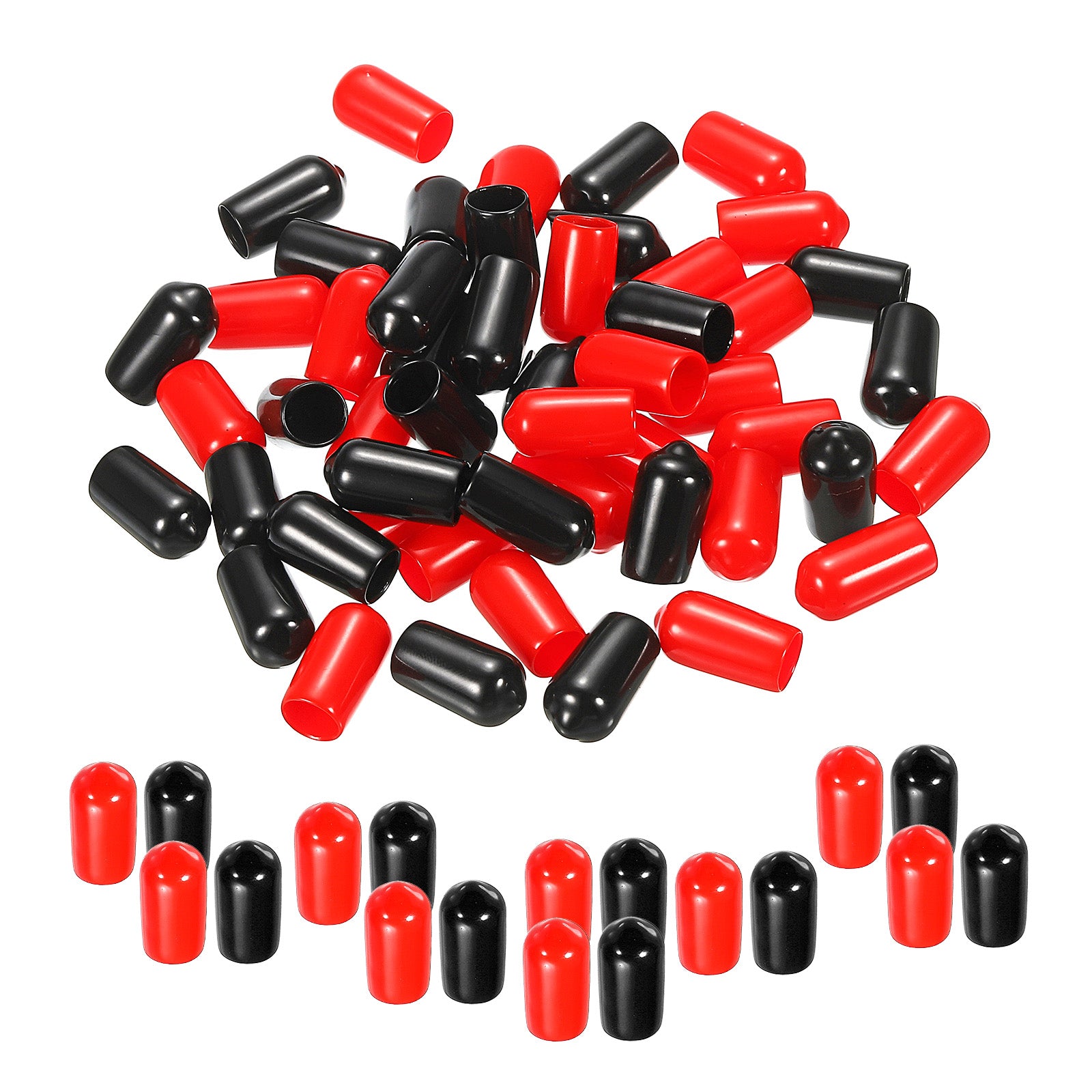 50pcs Rubber End Caps Cover Assortment 7mm Screw Thread Protector Black ...