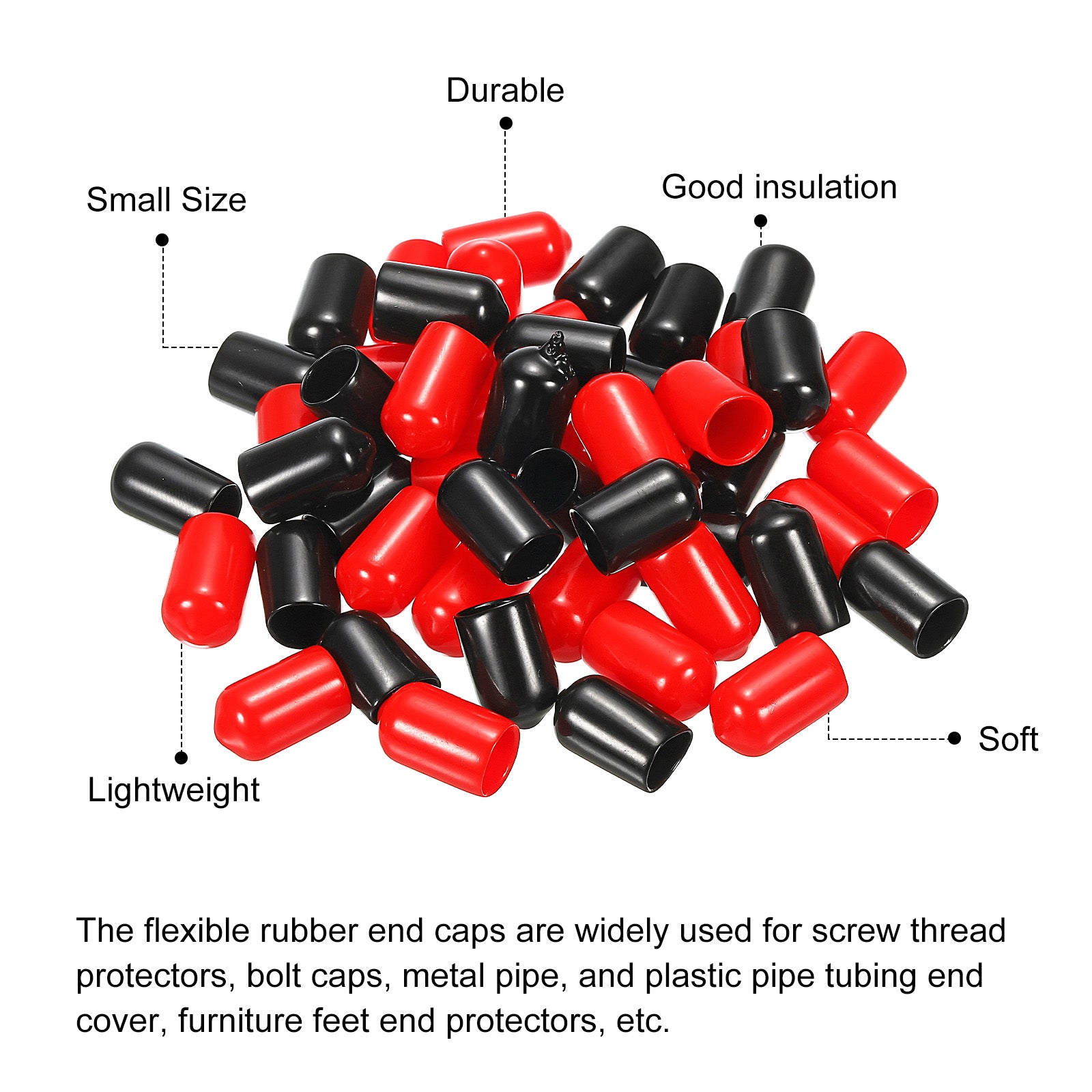 100pcs Rubber End Caps Cover Assortment 9mm Vinyl Screw Thread ...