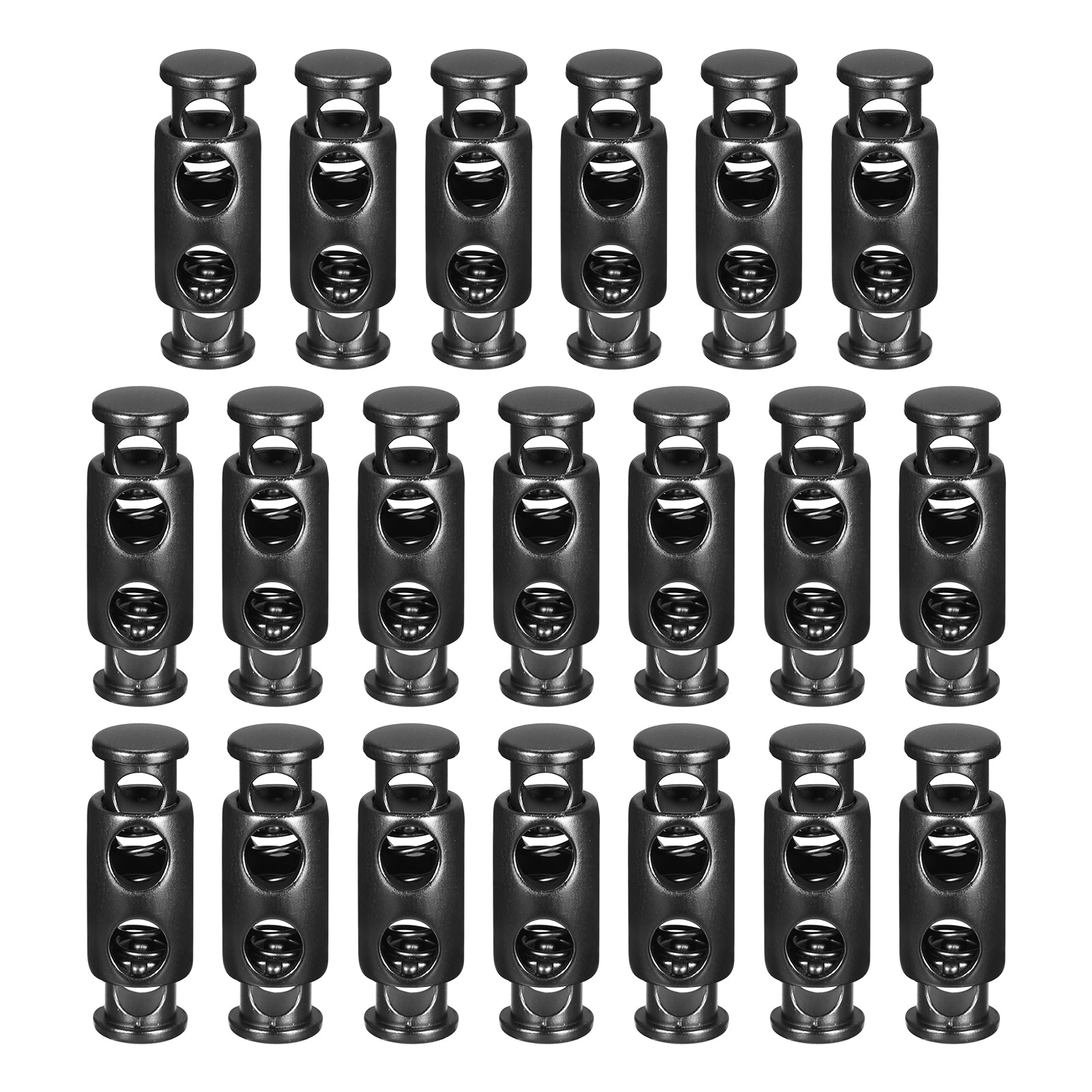 Uxcell 20pcs Metal Cord Locks, Double Hole Spring Stop Toggle Stopper ...