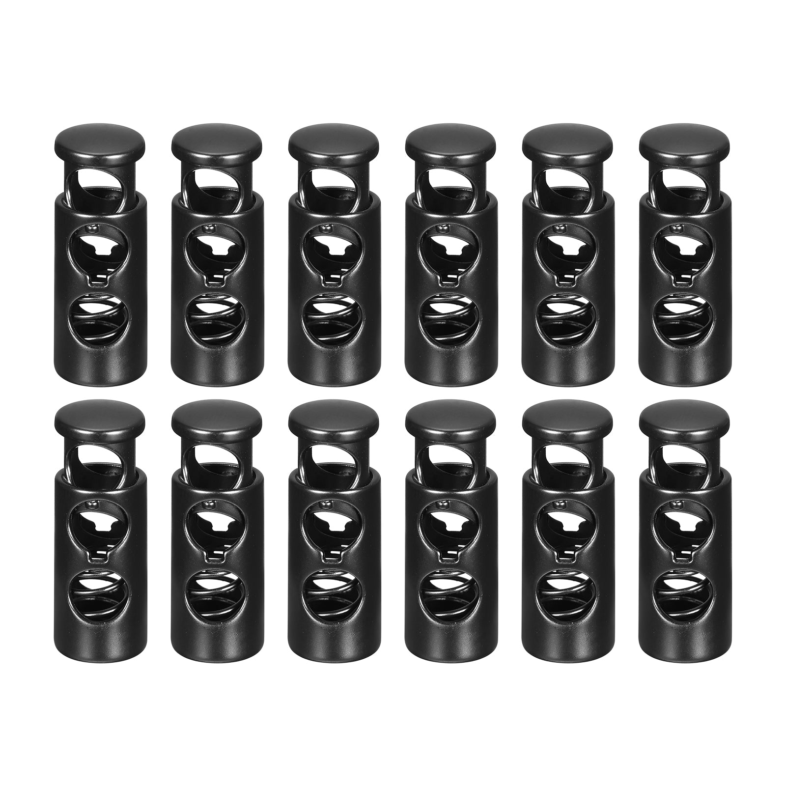 Uxcell 12pcs Metal Cord Locks End Spring Toggle Stopper, Double Hole ...