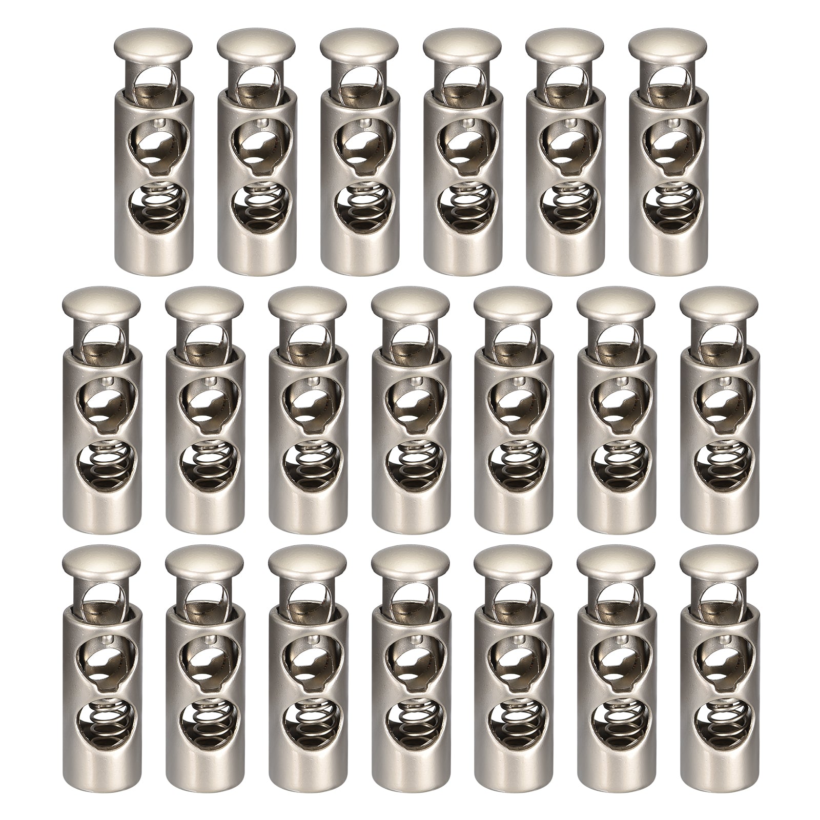 Uxcell 30pcs Metal Cord Locks, Double Holes Spring Toggle Stopper Cord ...