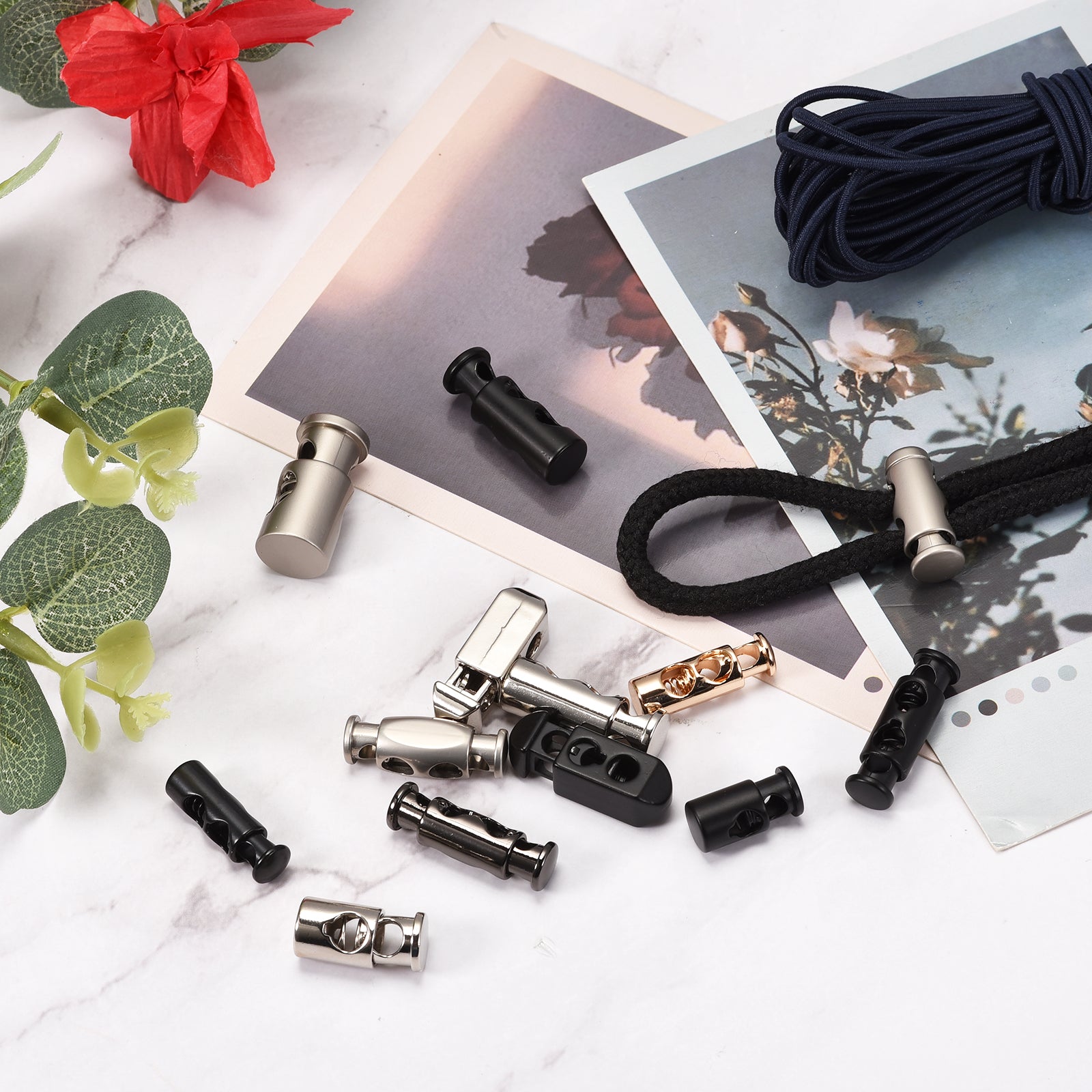 Uxcell 12pcs Single Hole Spring Cord Locks, 0.23" Metal Toggle Stoppers ...