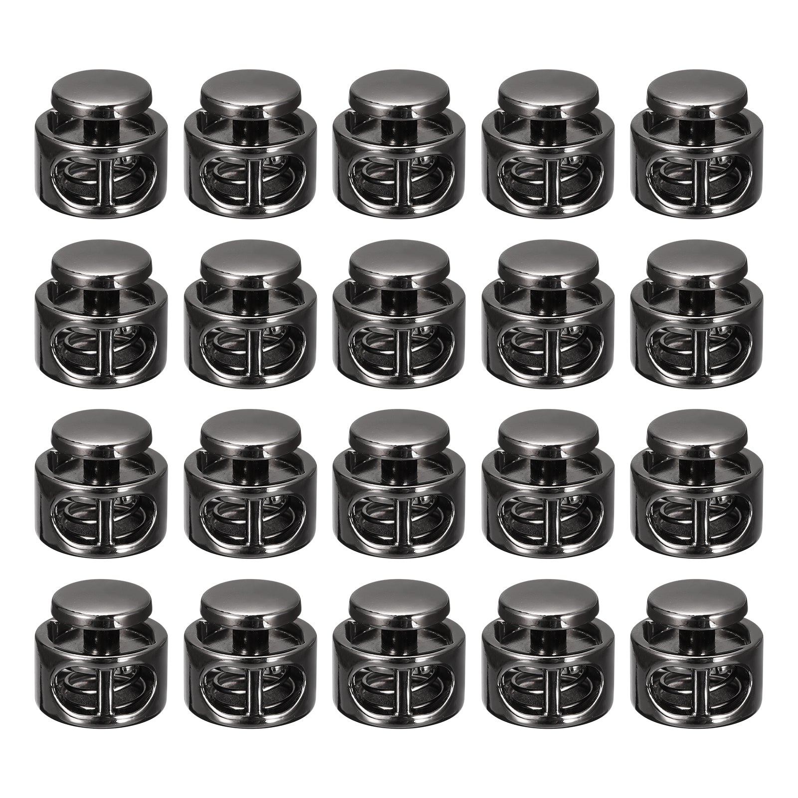 Uxcell 30pcs Double Hole Round Cord Lock, Metal Spring Clasps Toggle ...