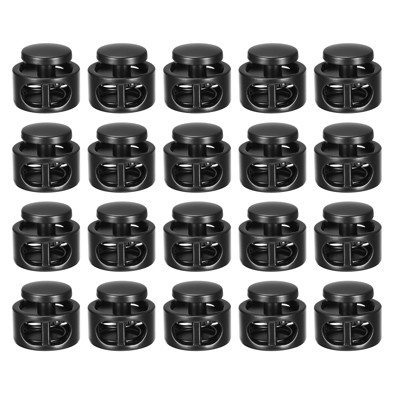Uxcell 20pcs Metal Cord Locks, Double Hole Round Cord Ends Fastener ...