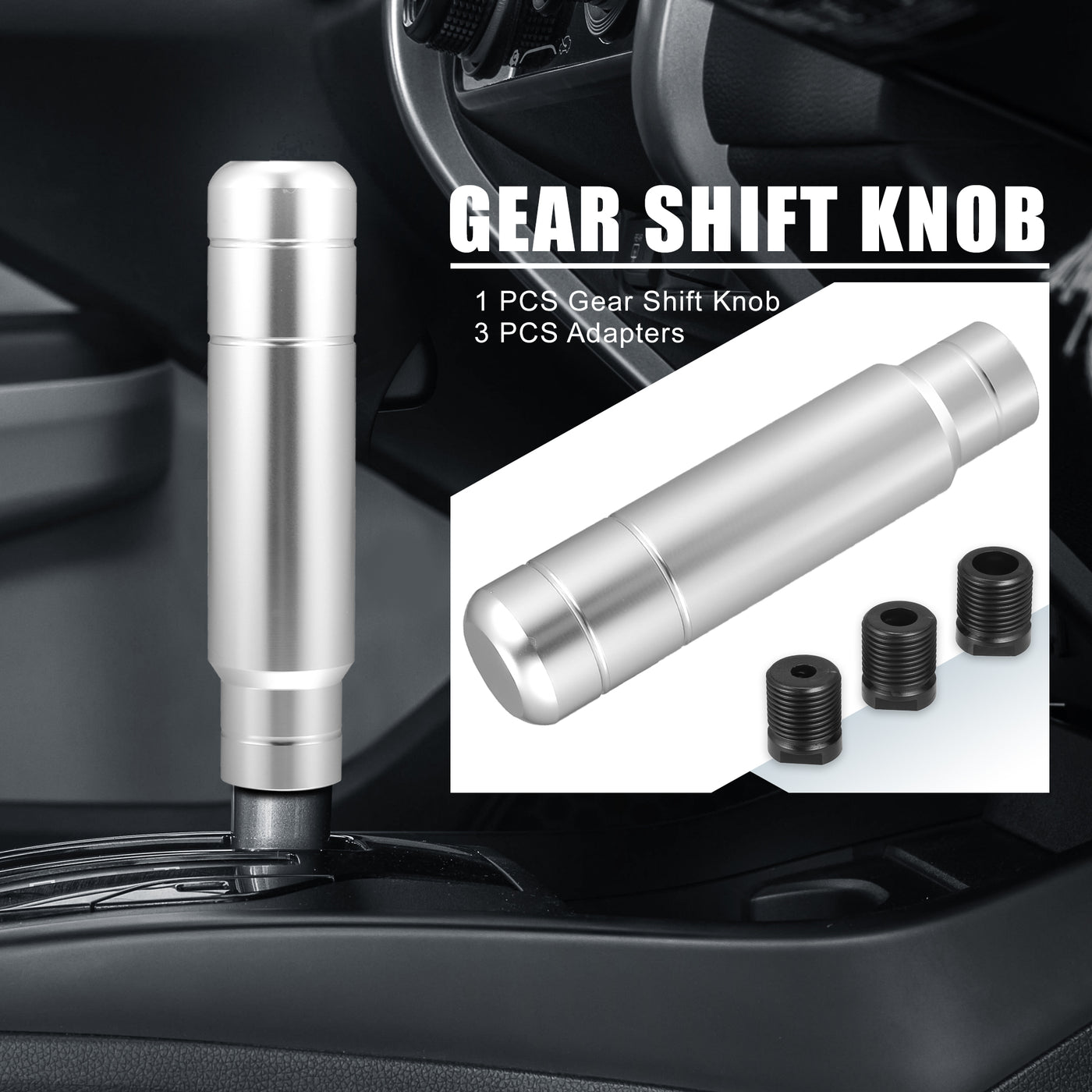 Car Gear Shift Knob Universal with 3 Threaded Adapters 5 Inch Lever ...