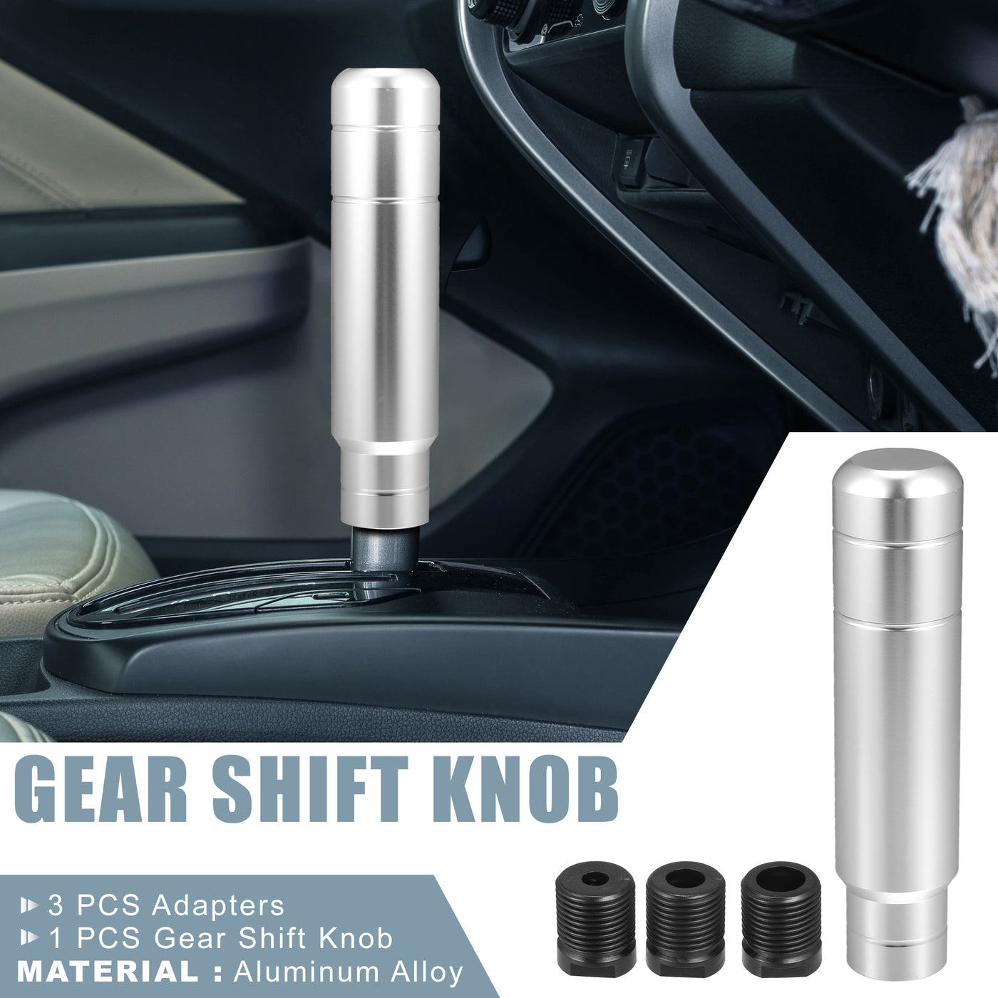 Car Gear Shift Knob Universal with 3 Threaded Adapters 5 Inch Lever ...