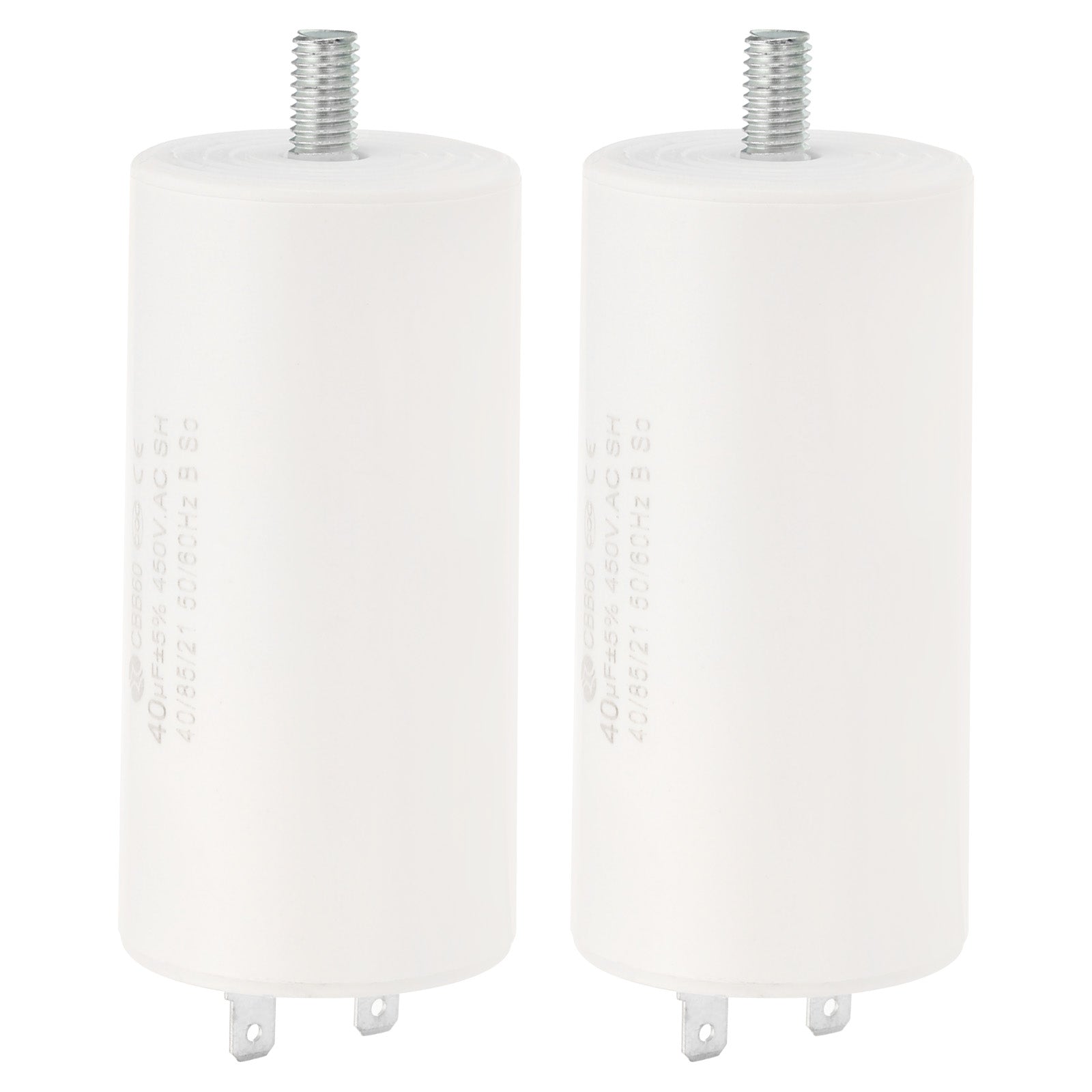 CBB60 40uF Running Capacitor,2Pcs AC450V 2 Pins M8 Screws 50/60Hz 1 ...