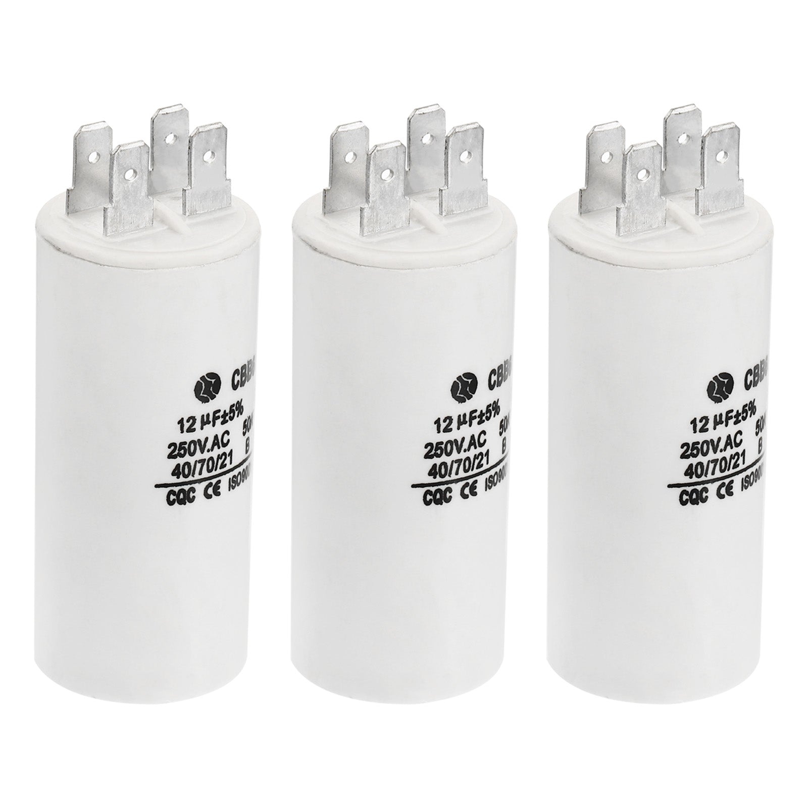 CBB60 12uF Running Capacitor,3Pcs AC250V 4 Pins 50/60Hz Cylinder 1.25x2 ...