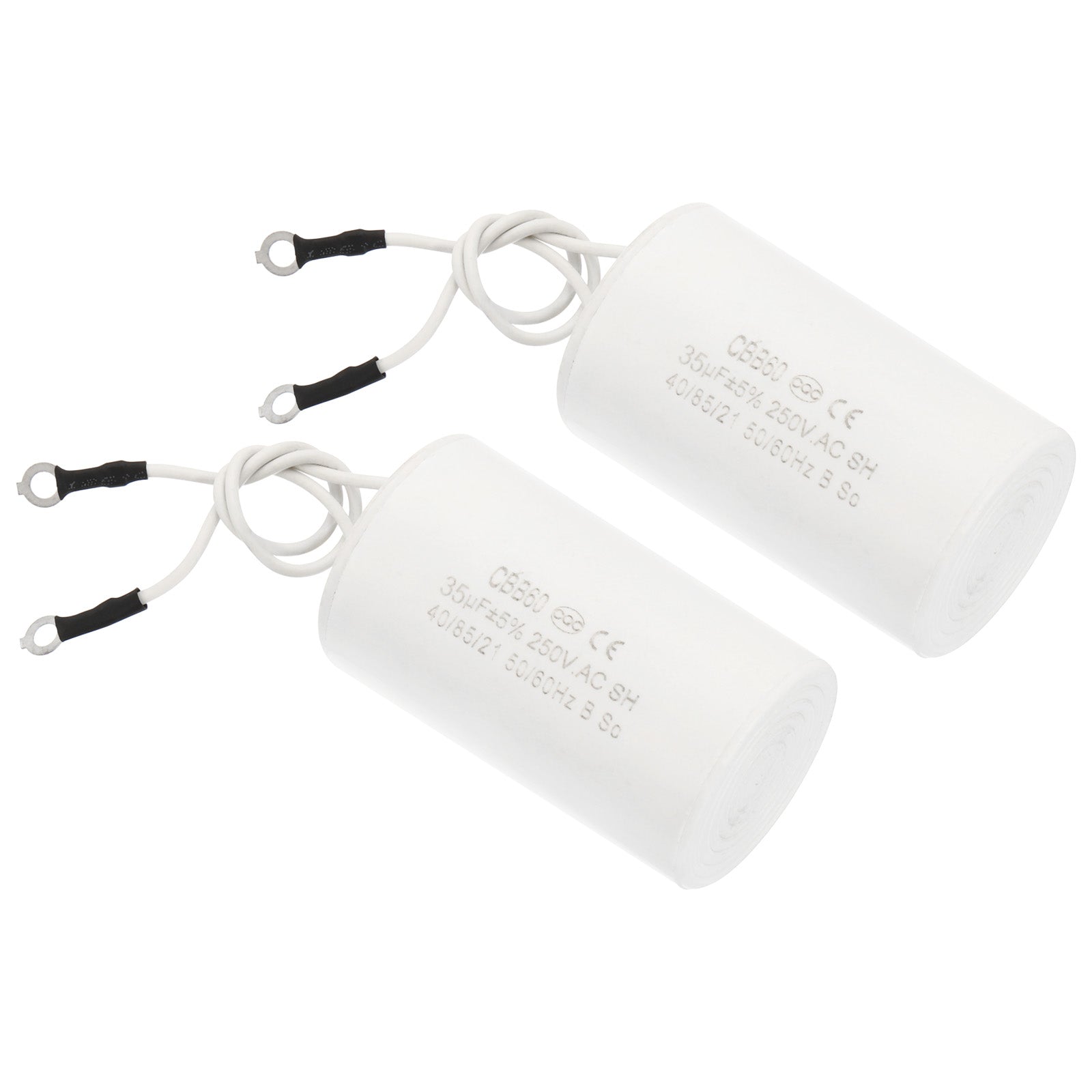 CBB60 35uF Running Capacitor,2Pcs AC250V 2 Wires 50/60Hz Cylinder 1 ...