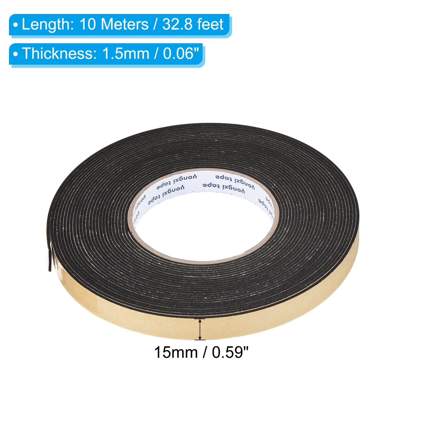 Foam Tape Weather Strip, 2 Rolls 15mmx1.5mmx10m Weather Stripping Door ...