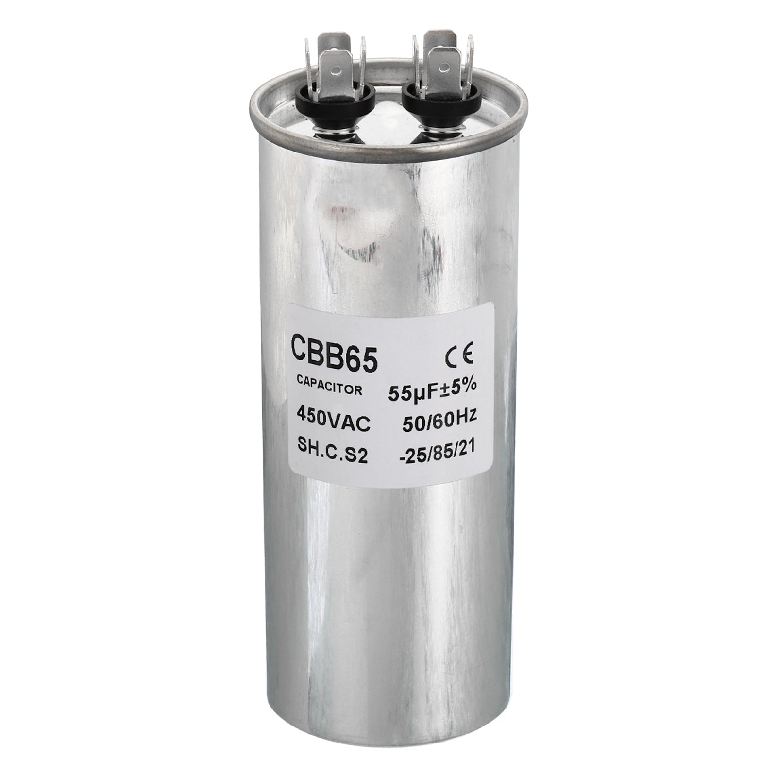 CBB65 55uF Run Capacitor,55mfd 1Pcs AC 450V Aluminum Case with 2 ...