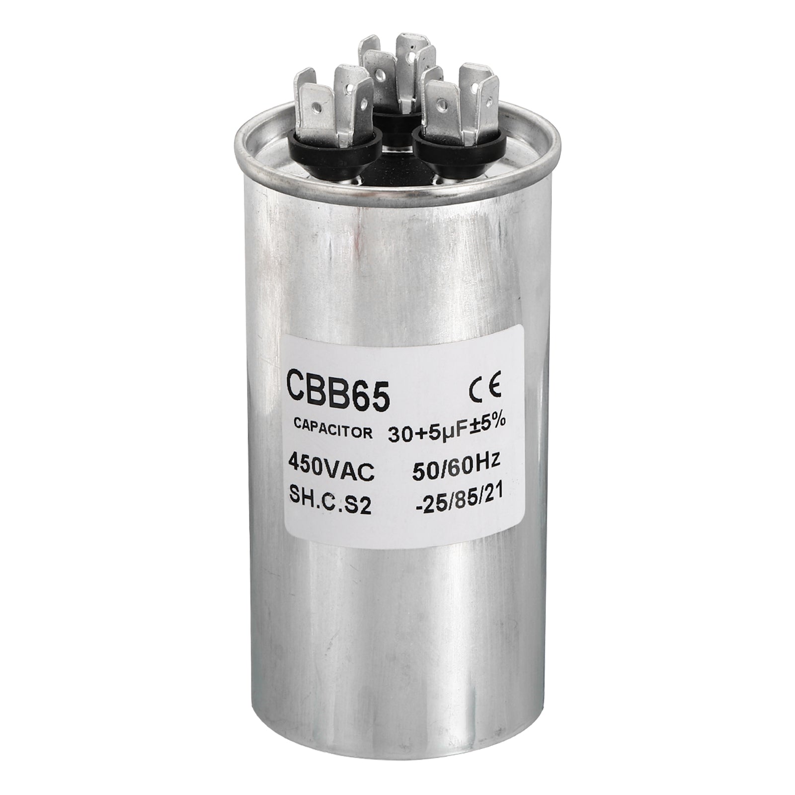 CBB65 30+5uF Run Capacitor,30+5mfd 1Pcs AC 450V Aluminum Case with 3 ...