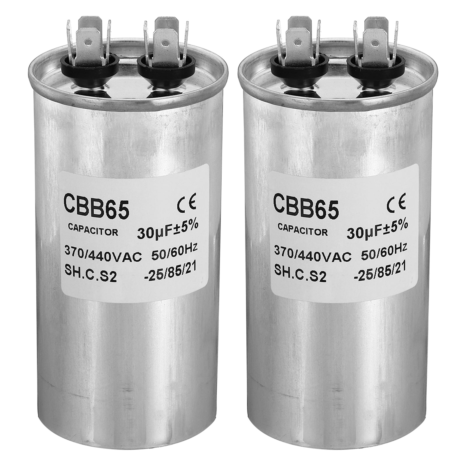 CBB65 30uF Run Capacitor,30mfd 2Pcs AC 370/440V Aluminum Case with 2 Terminal | Harfington