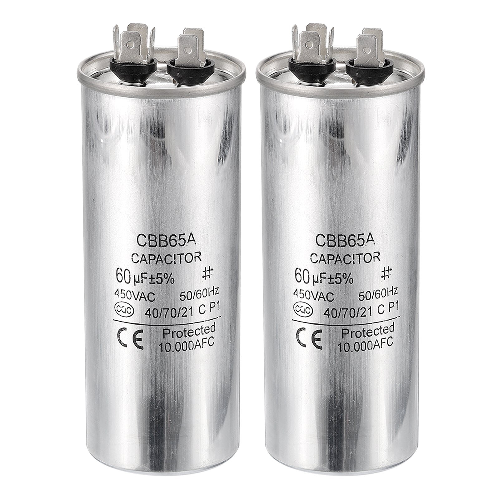 CBB65 60uf Run Capacitor, 60mfd 2Pcs AC 450V Aluminum Case Motor Start ...