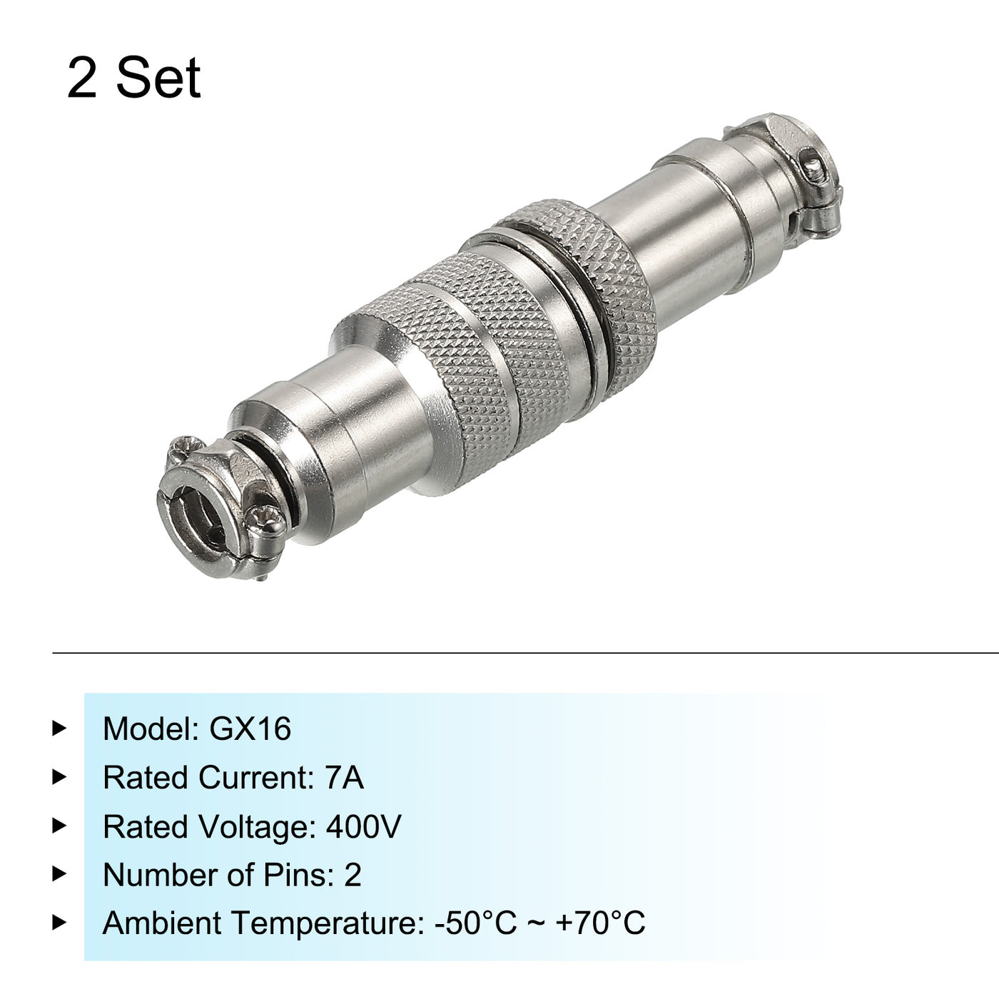 Aviation Connector GX16 2 Pins 16mm Silver Male Female Wire Panel ...