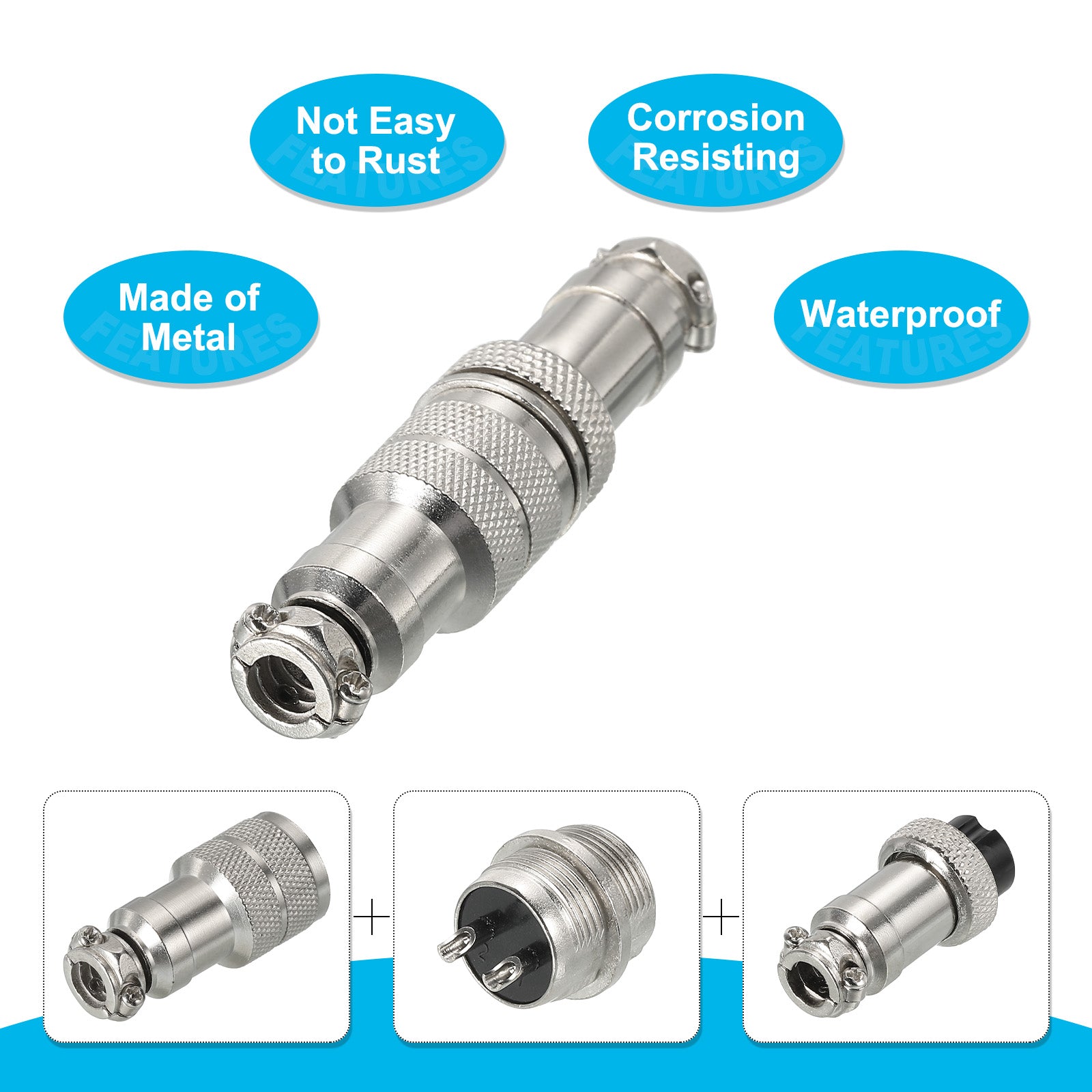 2pcs Aviation Connector GX16 2 Pins 16mm Male Female Wire Panel ...