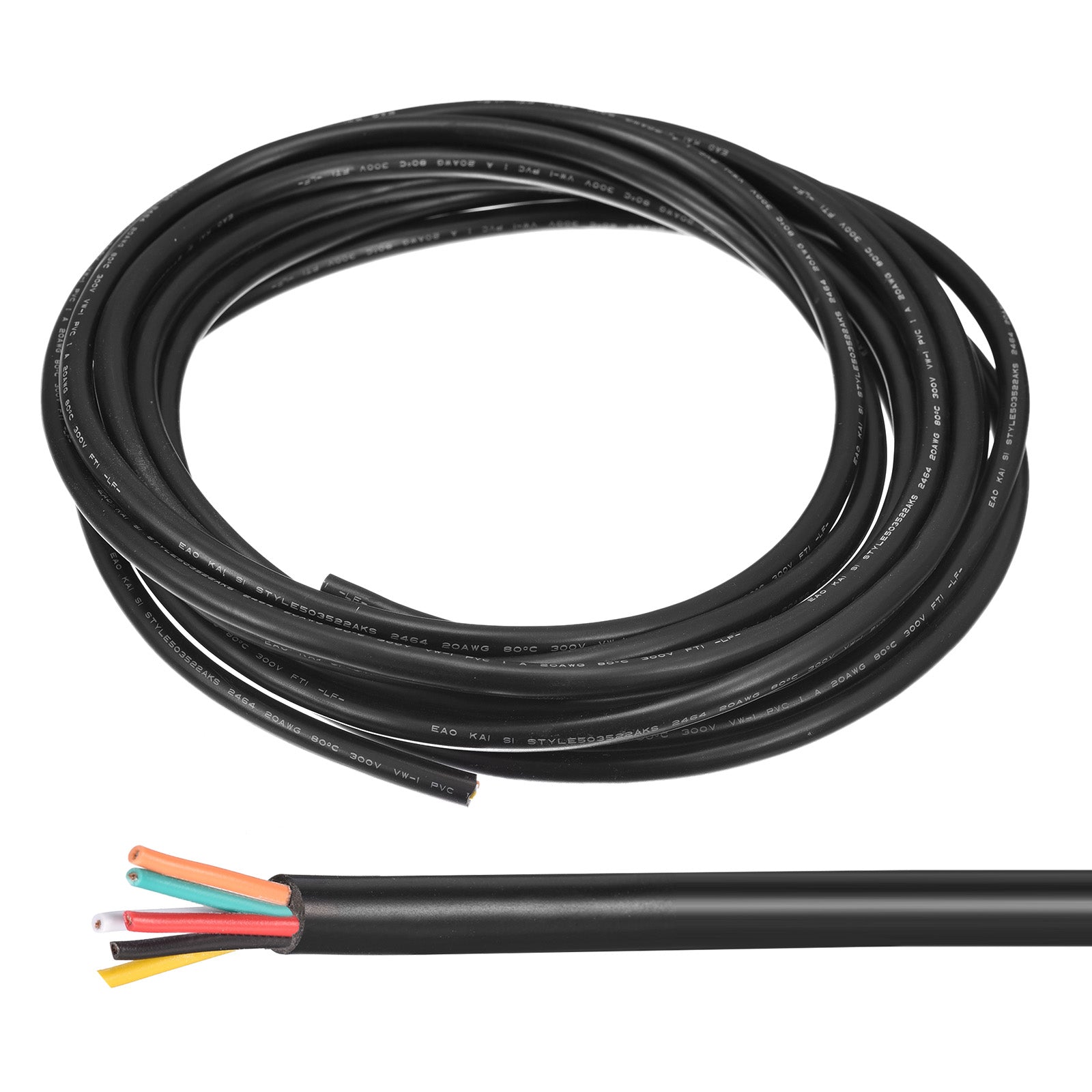 28AWG Electrical Wire 6 Conductors 9.8Ft Power Cable UL2464 Flexible ...