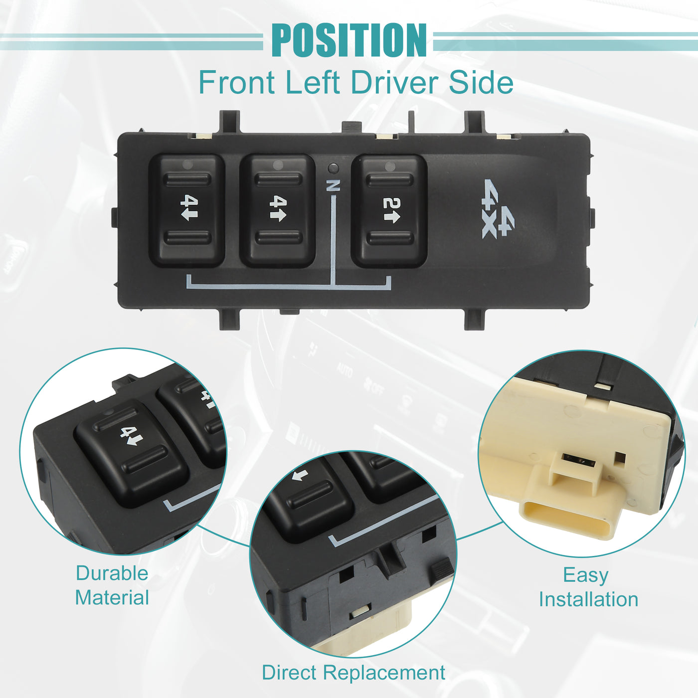 4WD Selector Switch 4x4 Wheel Drive 3 Button Transfer Case Switch Fit ...