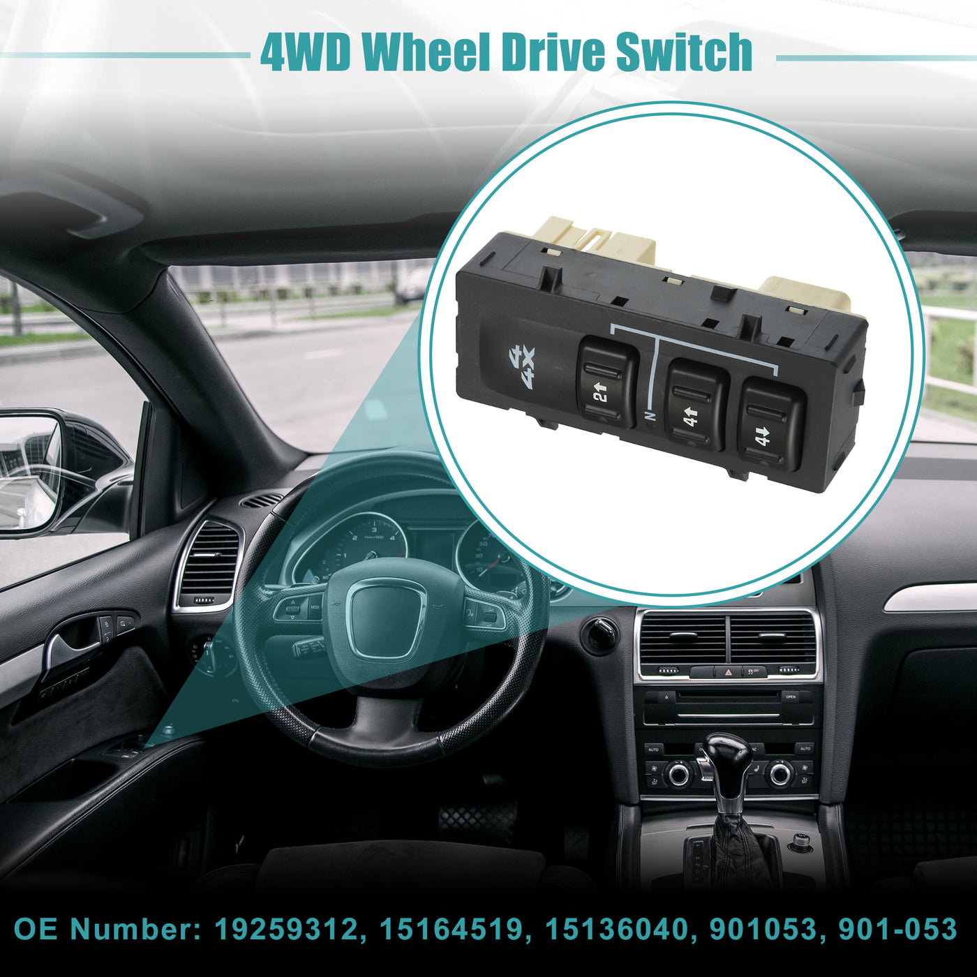 4WD Selector Switch 4x4 Wheel Drive 3 Button Transfer Case Switch Fit ...