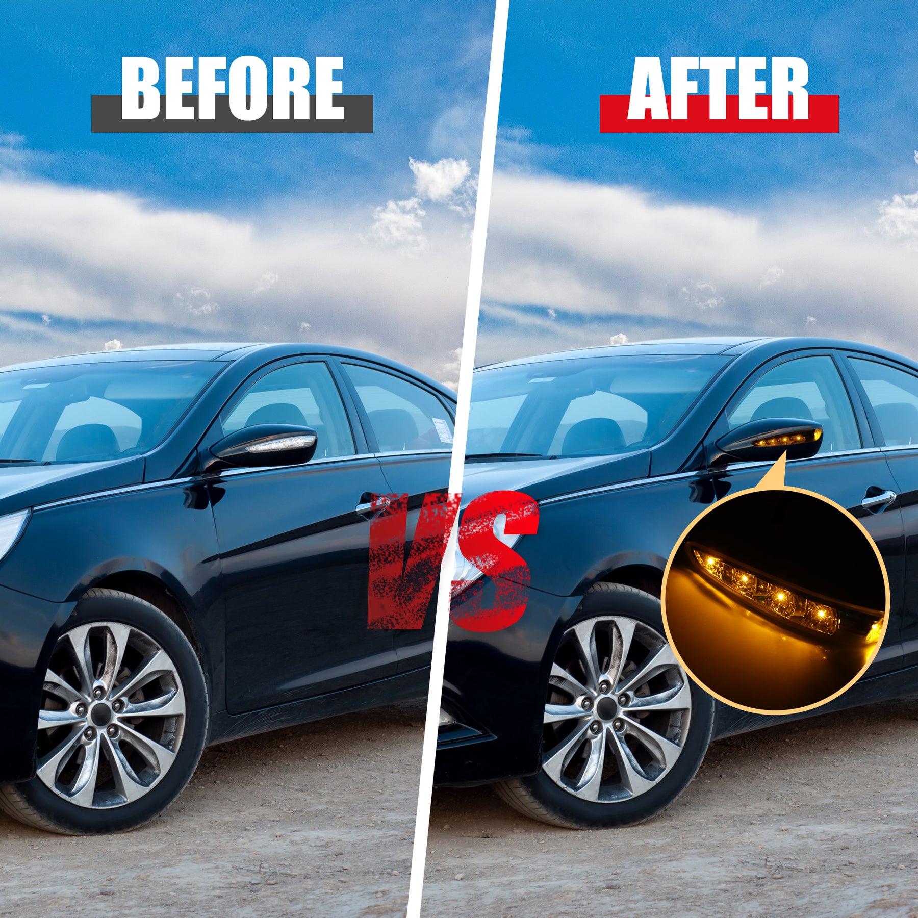 1 Pair Car 4 LED Front Left and Right Side Mirror Turn Signal Light ...