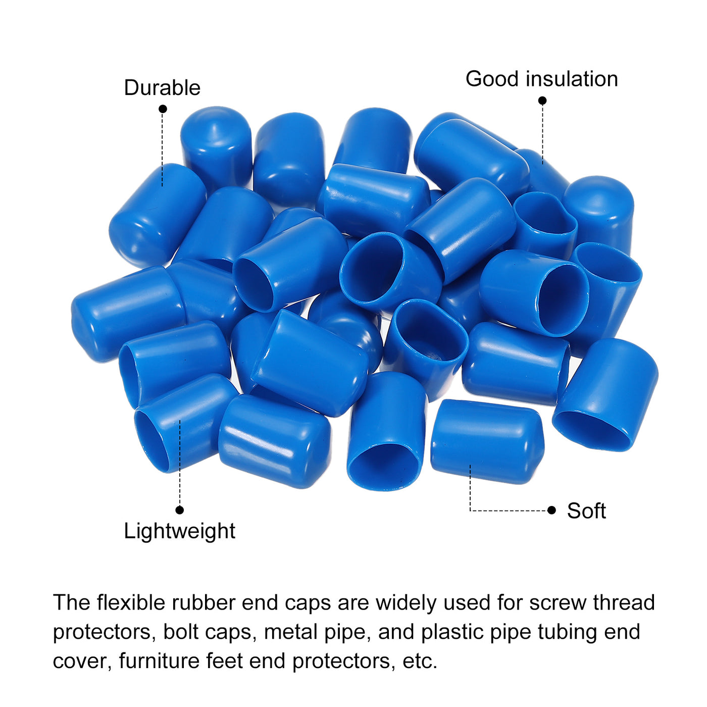 20pcs Rubber End Caps Cover 5/8 Inch Vinyl Screw Thread Protector Round ...