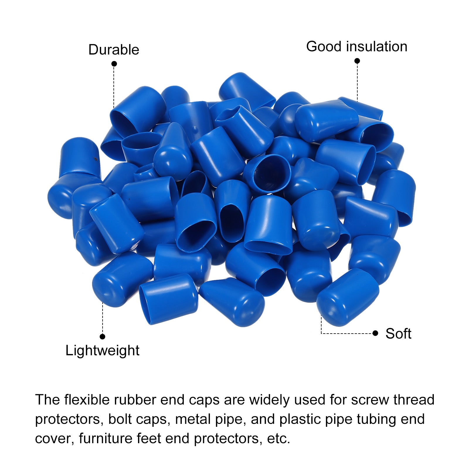 30pcs Rubber End Caps Cover 21mm Vinyl Screw Thread Protector Round PVC ...