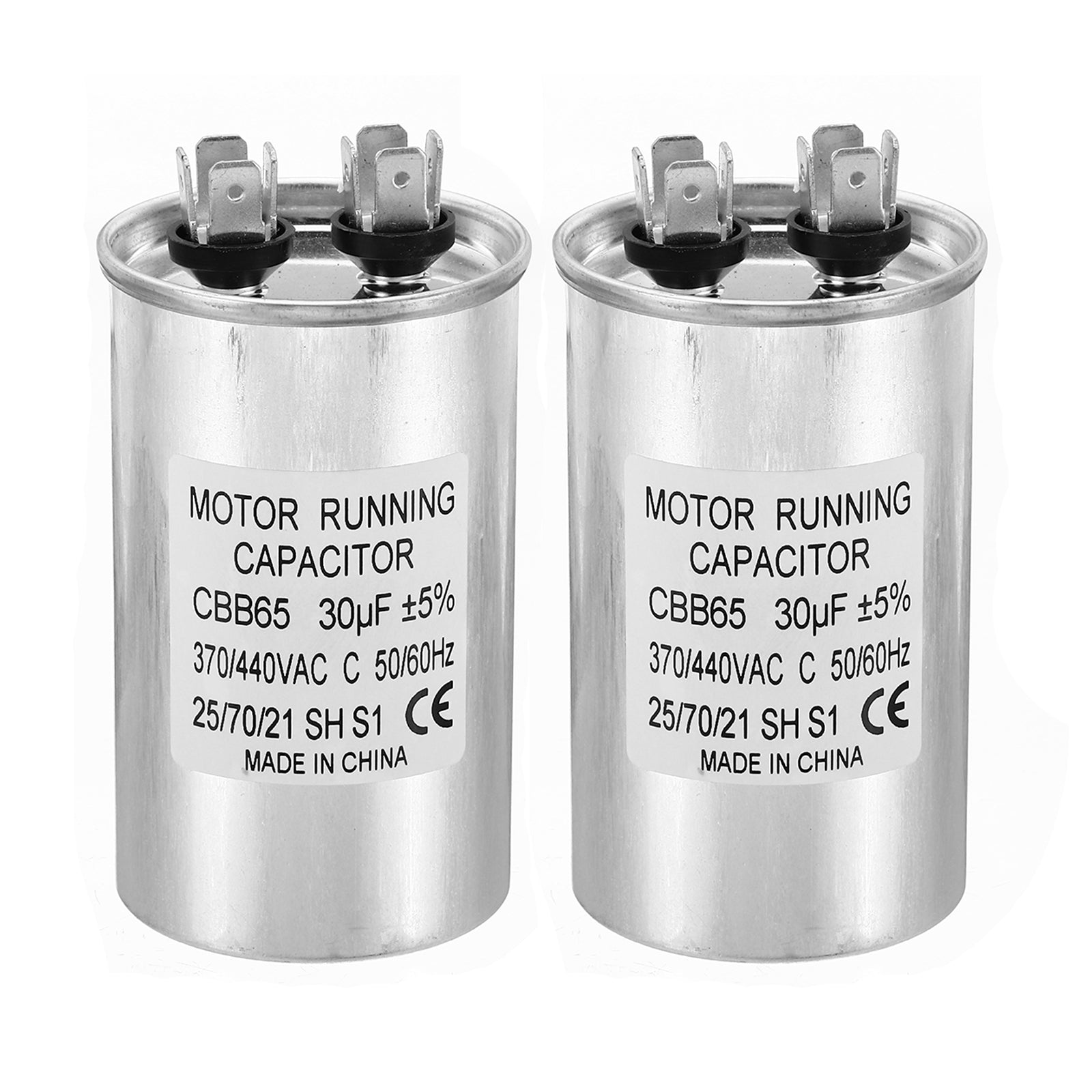 CBB65 30uf Run Capacitor, 30mfd 2Pcs AC 370/440V Aluminum Case with 2 Terminal | Harfington