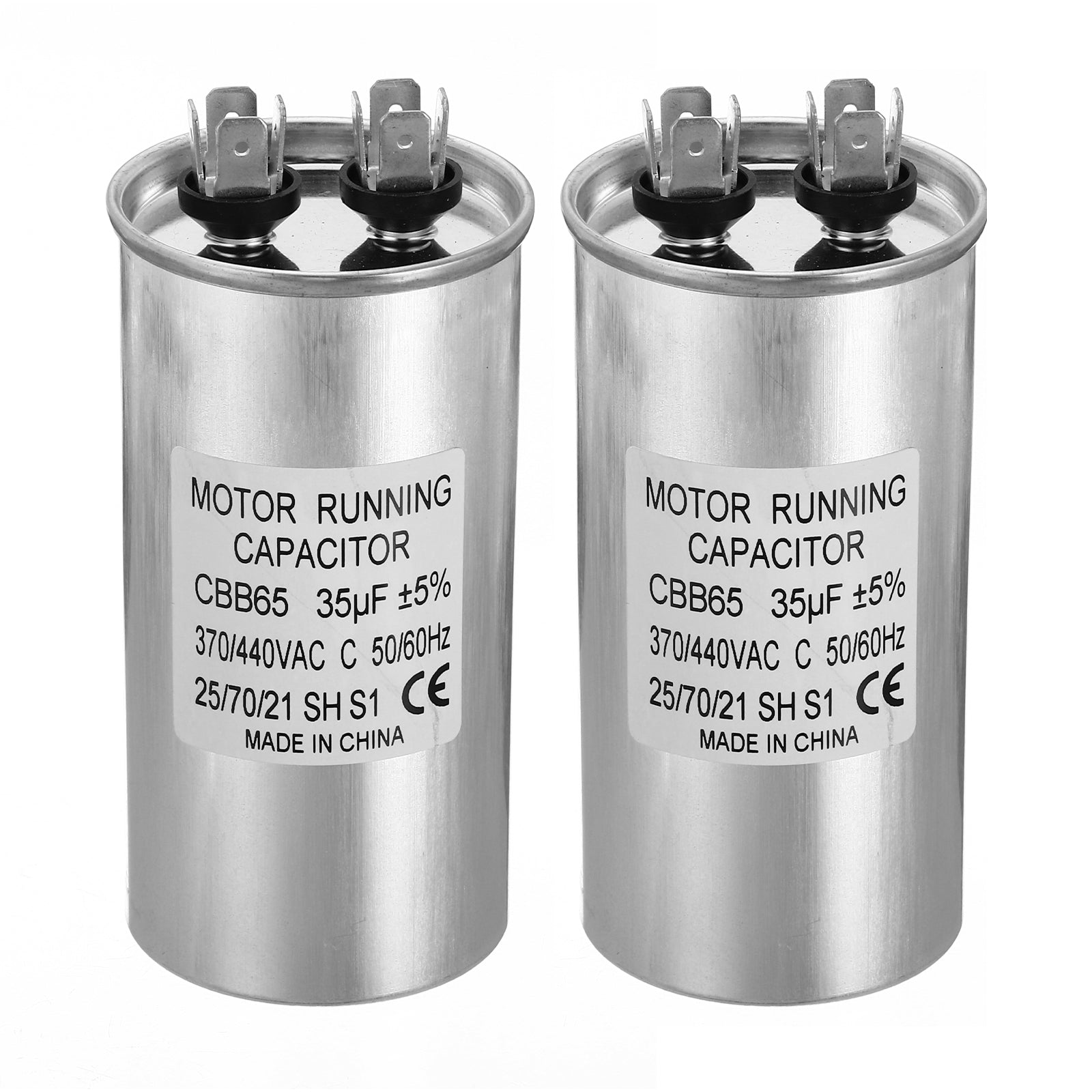 CBB65 35uf Run Capacitor, 35mfd 2Pcs AC 370/440V Aluminum Case with 2 ...